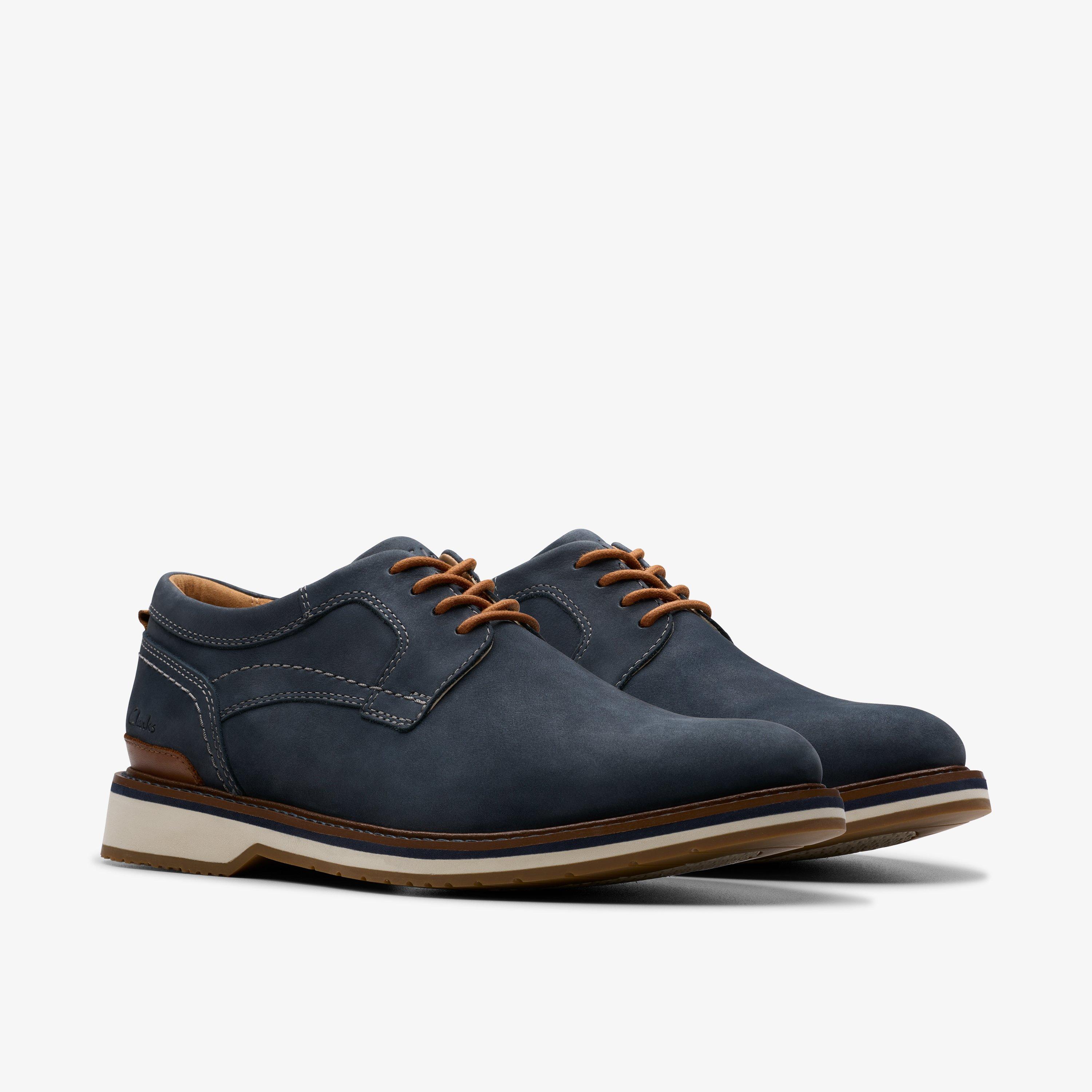 Men's Monahan Plain Navy Nubuck Shoes | Clarks