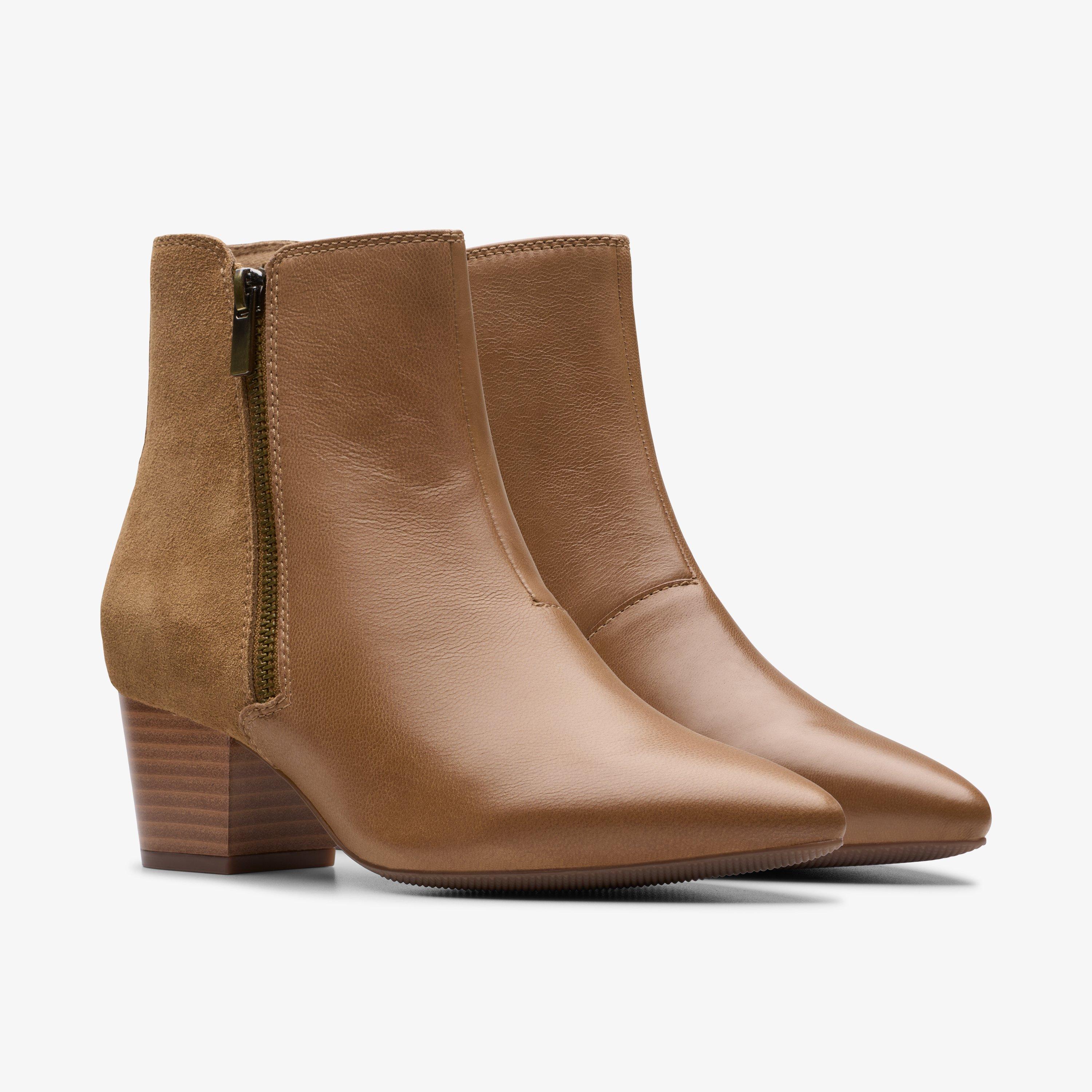 Womens Ellanie Vibe Taupe Leather Ankle Boots | Clarks