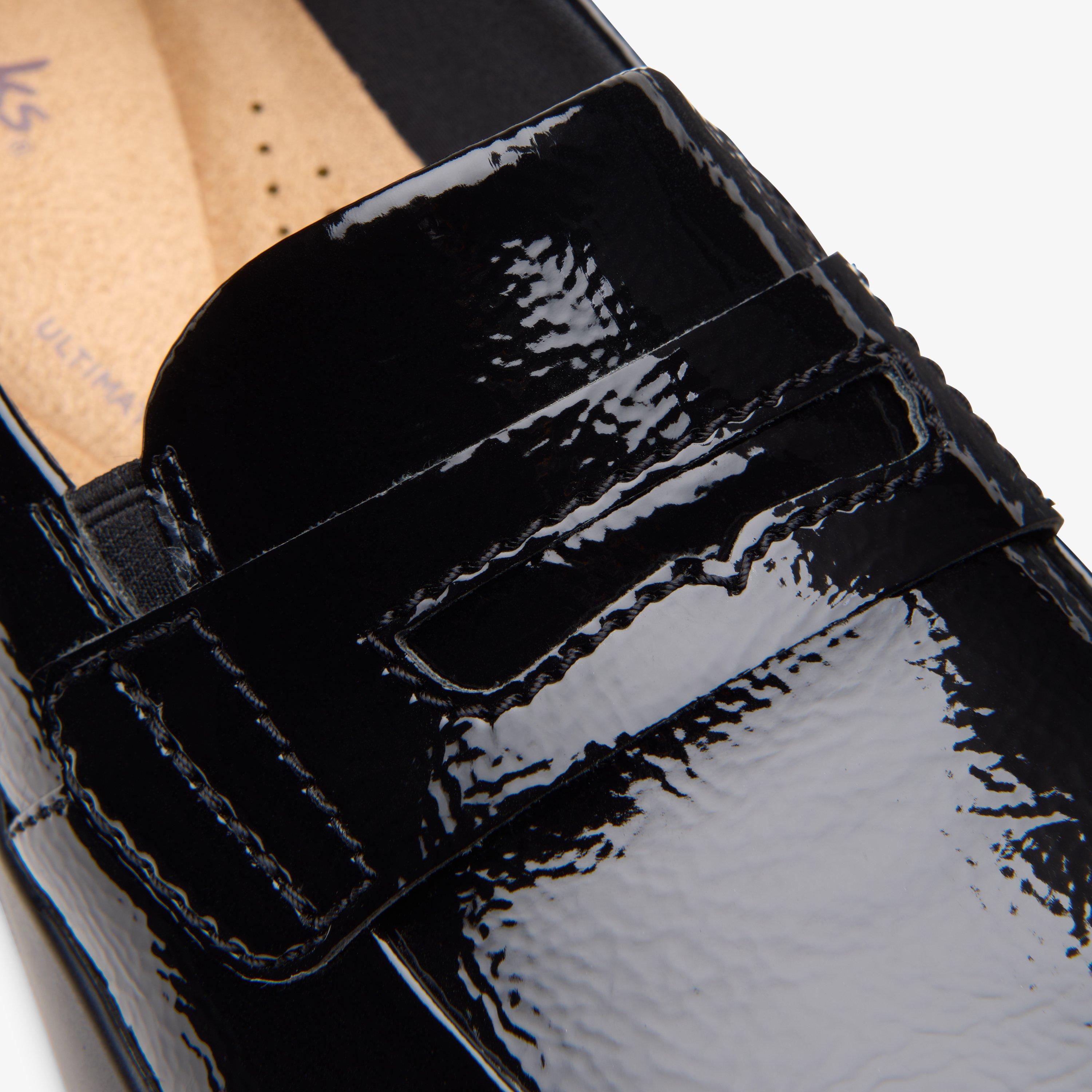 Womens Ellowyn Penny Black Crinkle Patent Shoes Loafers Slip Ons ...