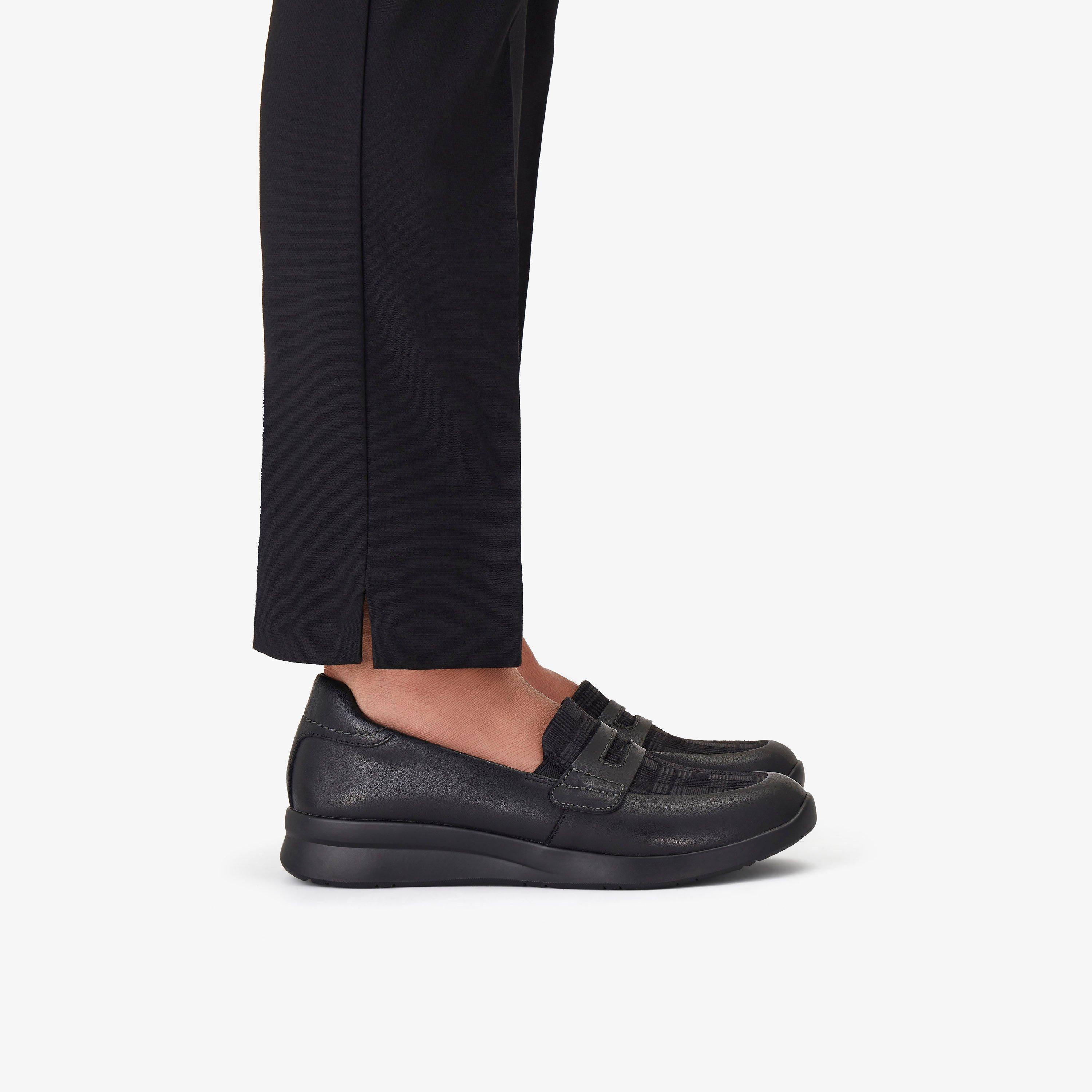 Womens Ellowyn Penny Black Leather Shoes Loafers Slip Ons | Clarks Outlet