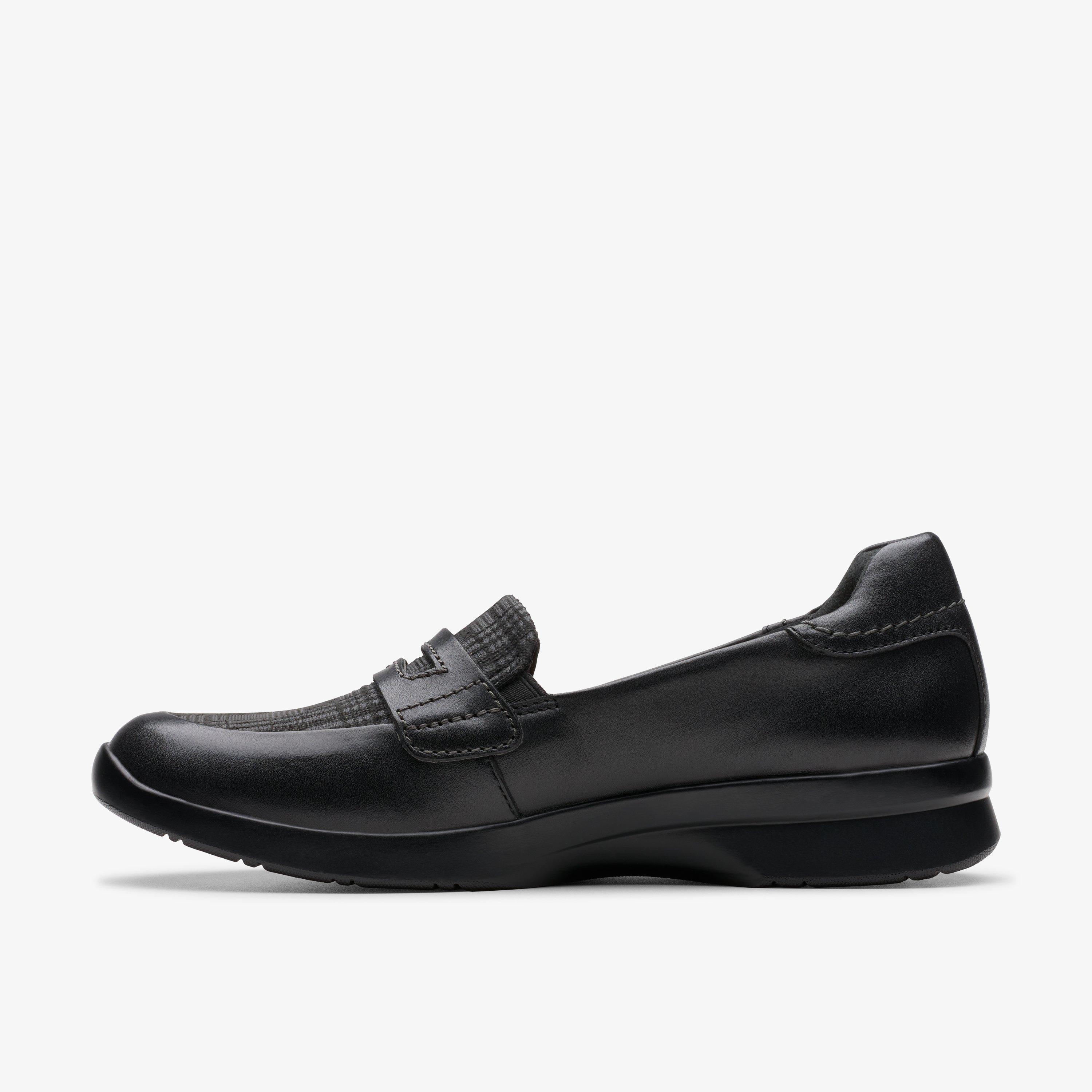 Womens Ellowyn Penny Black Leather Shoes Loafers Slip Ons | Clarks Outlet