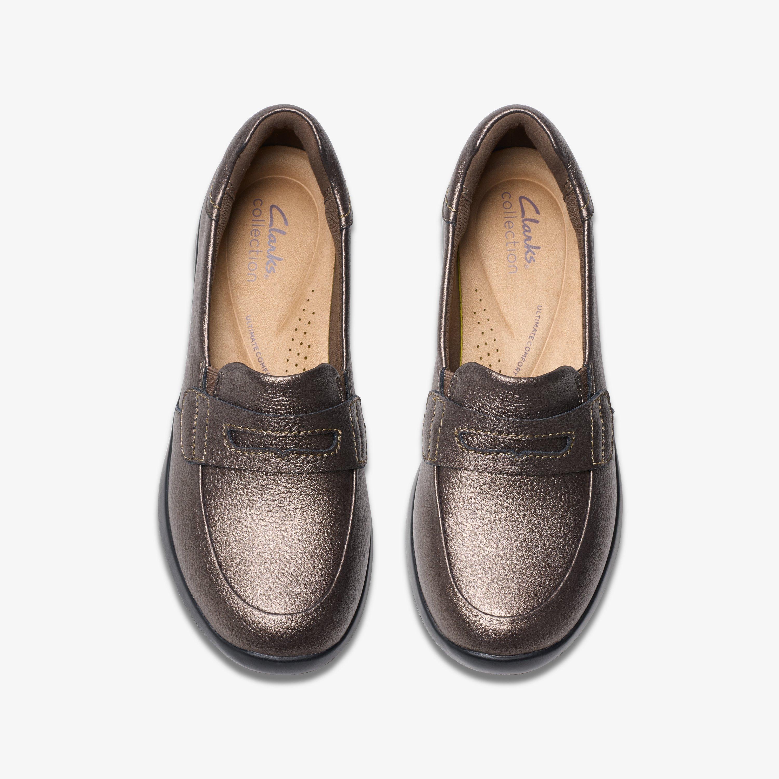 Womens Ellowyn Penny Bronze Metallic Slip Ons | Clarks