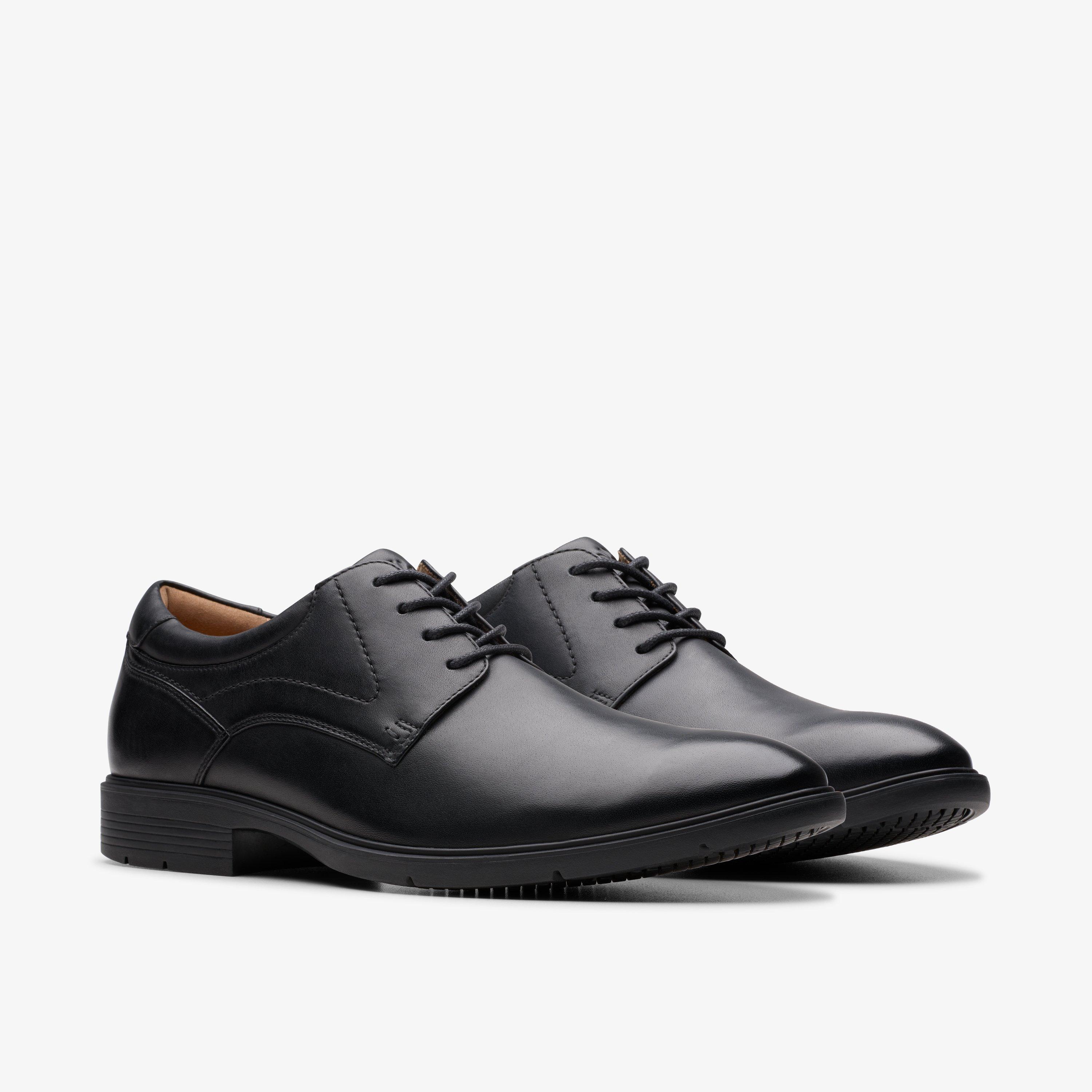 Mens Eldredge Plain Black Leather Derby Shoe | Clarks