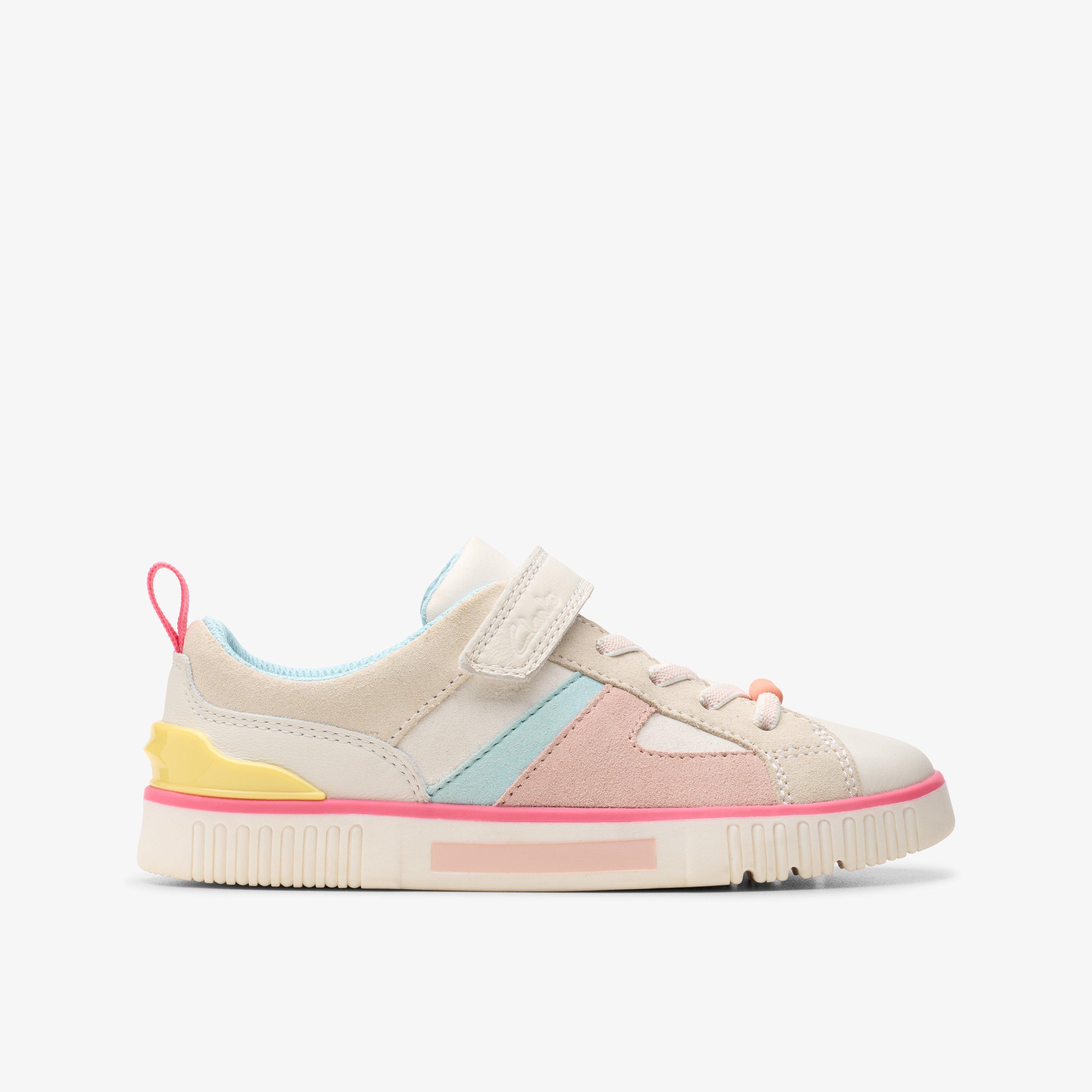 Girls Oslo Bright Older White Combination Trainers | Clarks UK