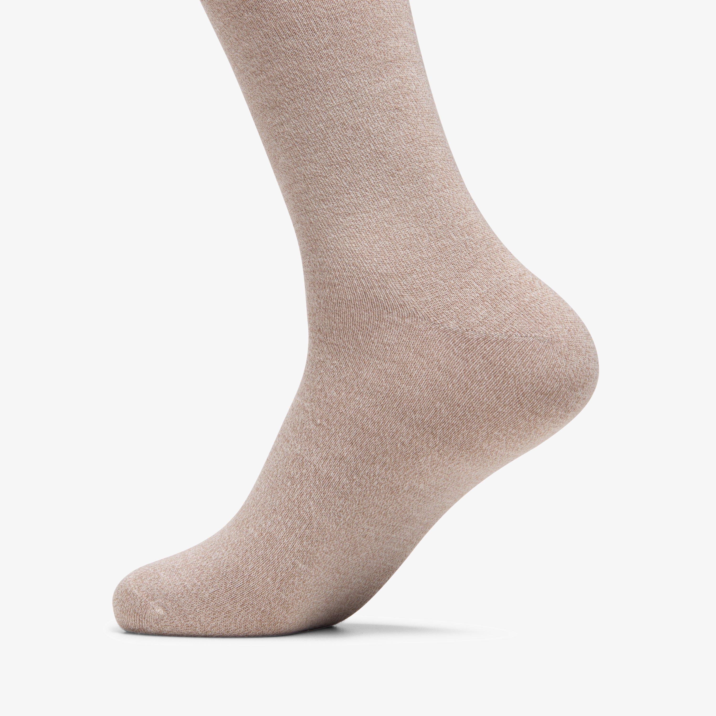 Men's Tan Marled Cotton Blend Crew Socks | Clarks US