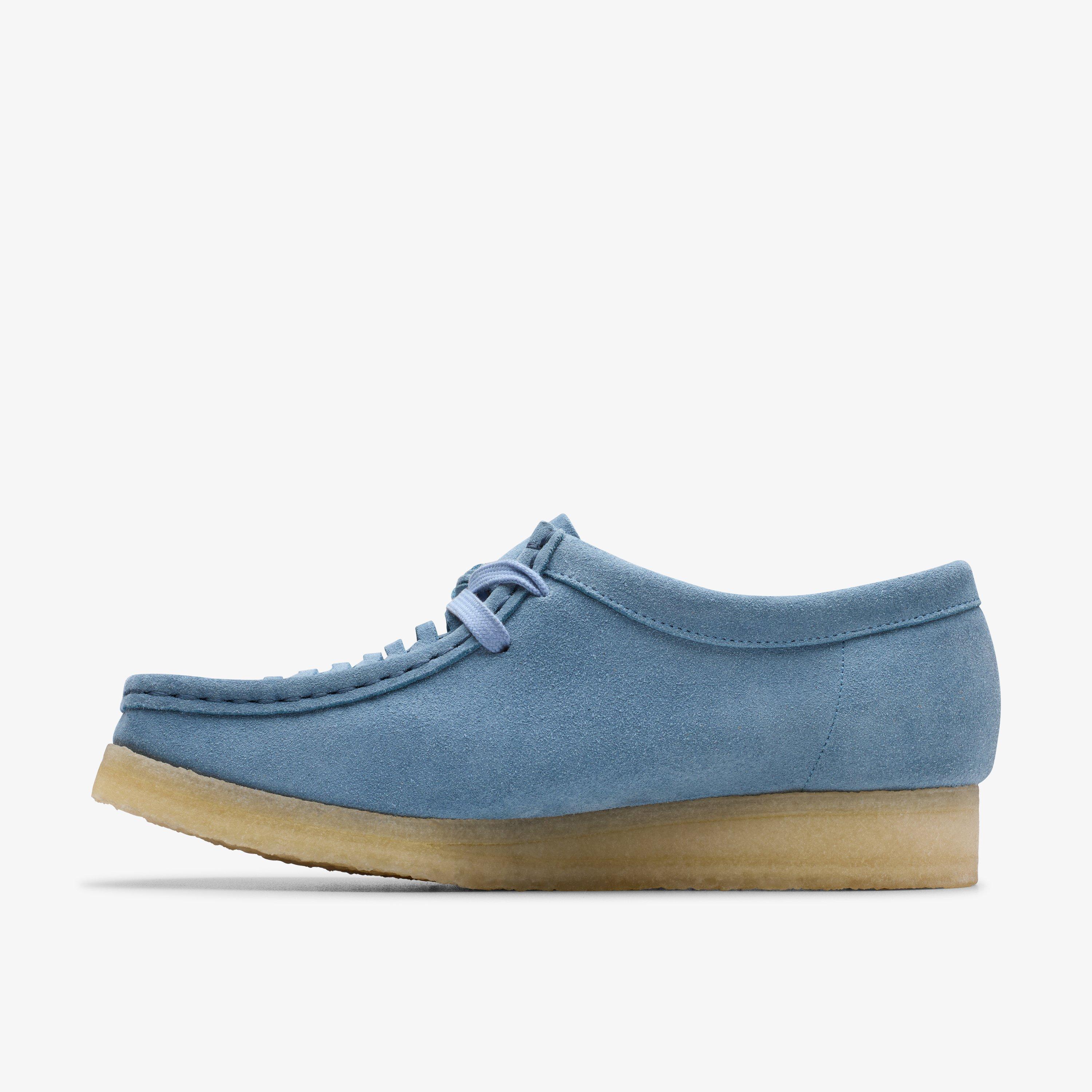 Womens Wallabee Weave Powder Blue Suede Wallabee, Lace Up Shoes | Clarks UK