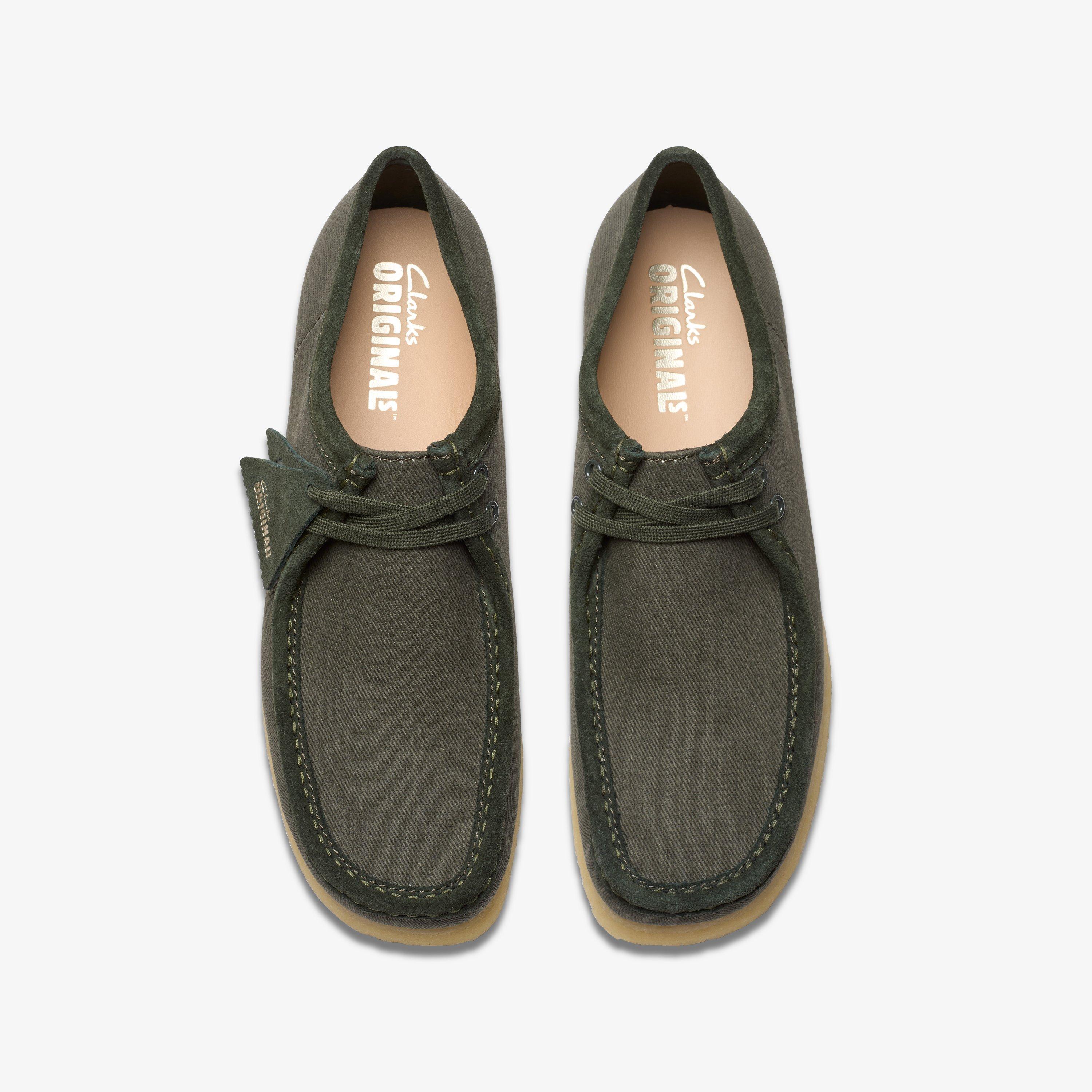 Mens Wallabee Forest Green Canvas Wallabee Lace Up Shoes | Clarks