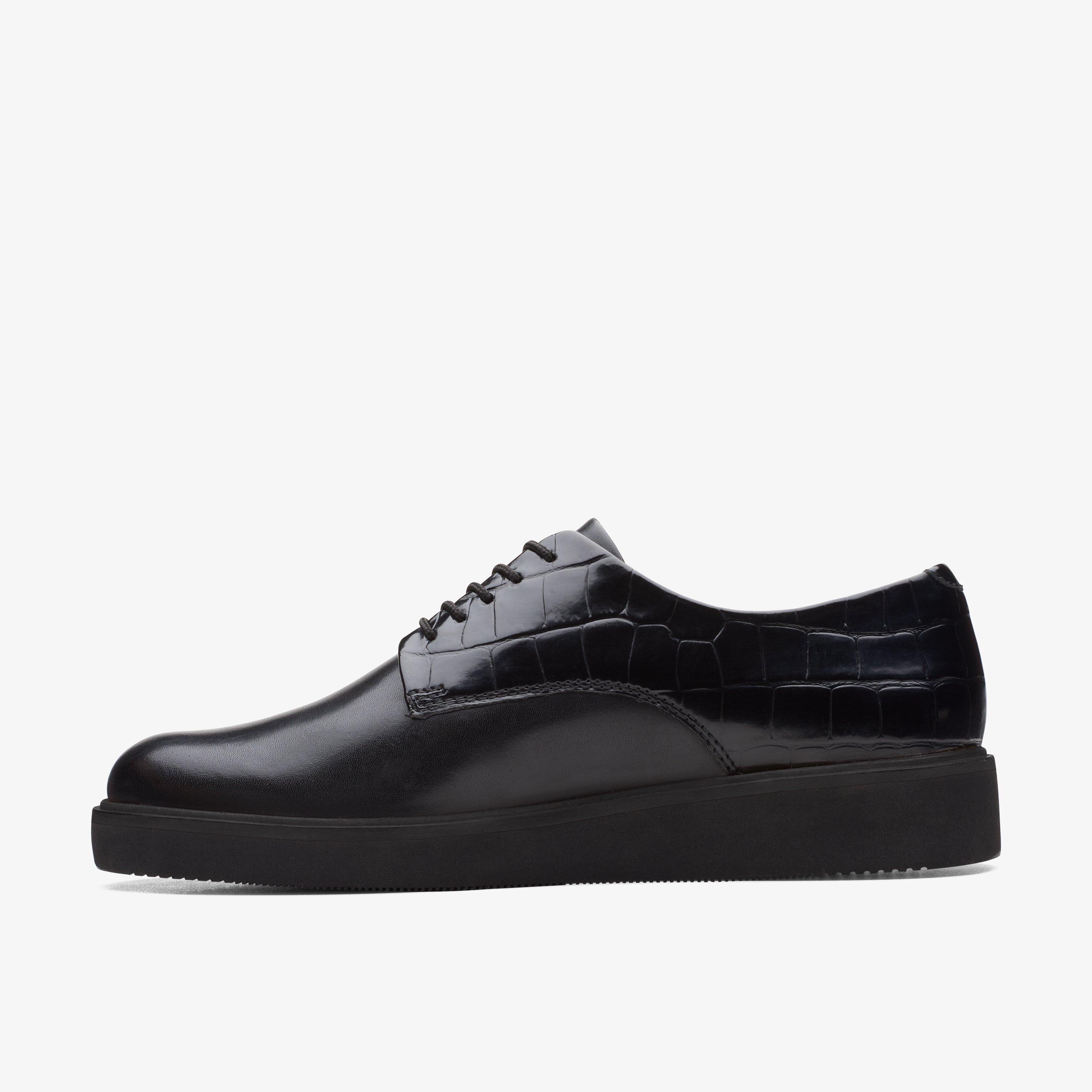 Womens Glickly Derby 2 Black Combination Derby Lace Up Shoes | Clarks