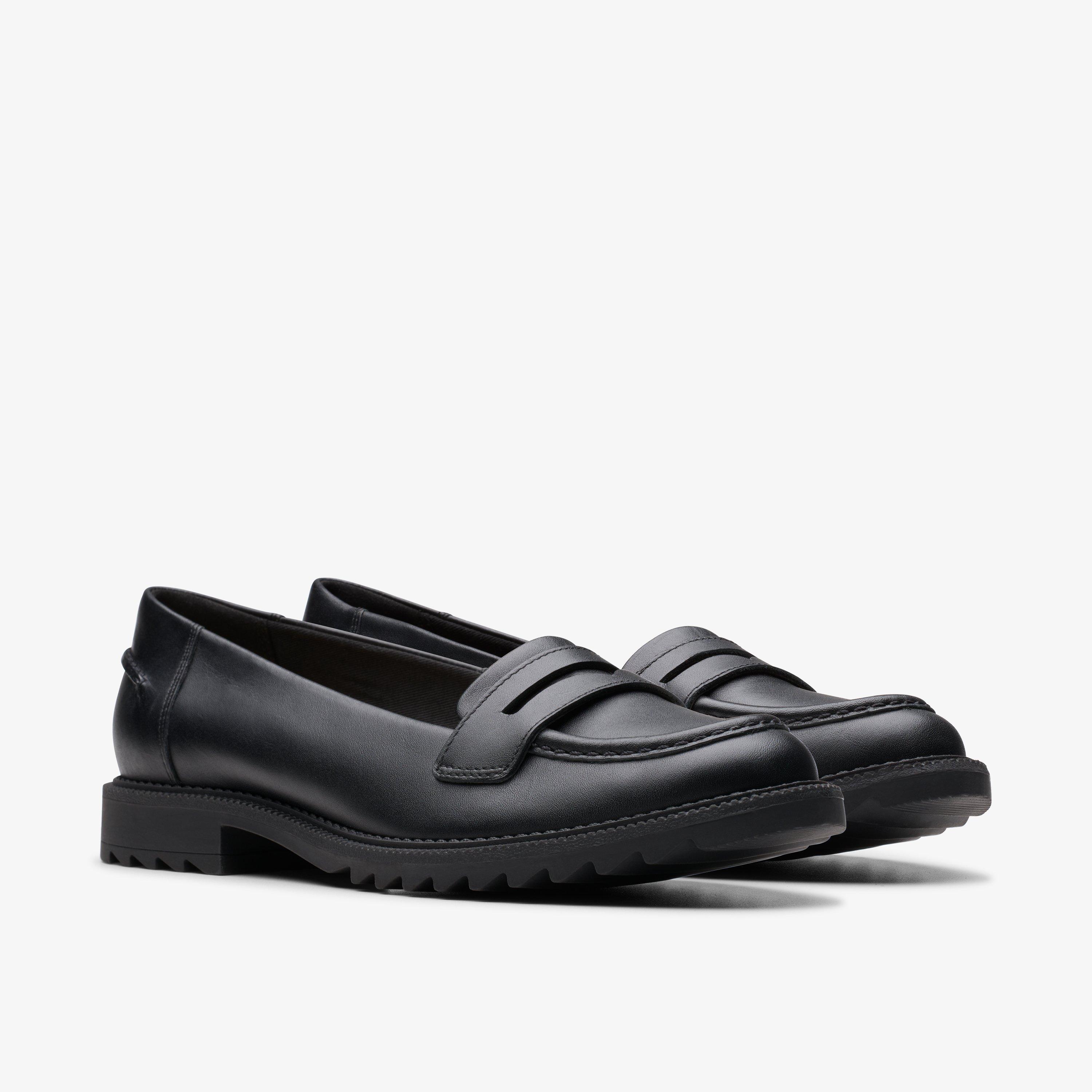 Womens Griffin Milly 2 Black Leather Shoes Loafers Slip Ons | Clarks Outlet