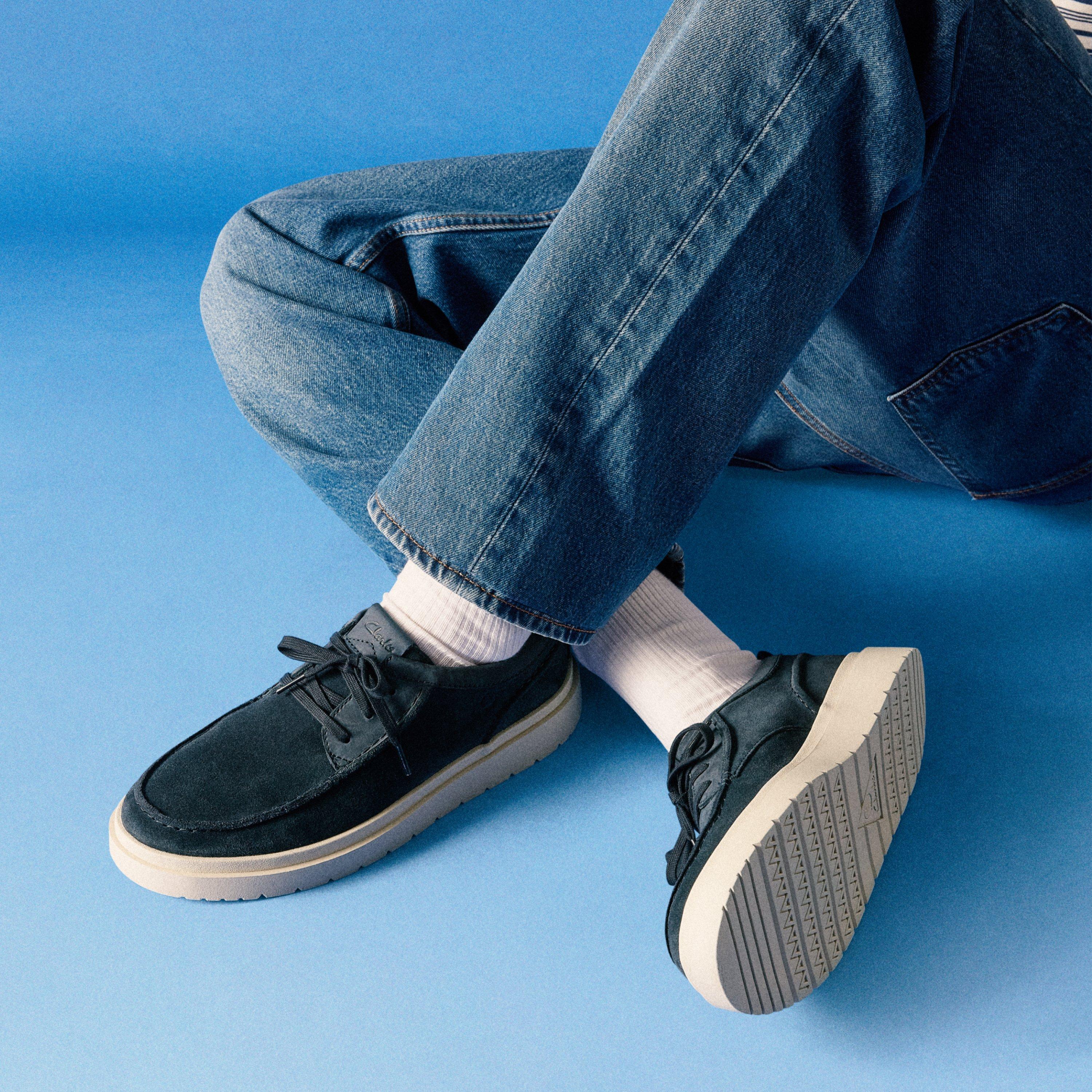 Mens Polden Moc Navy Suede Shoes | Clarks