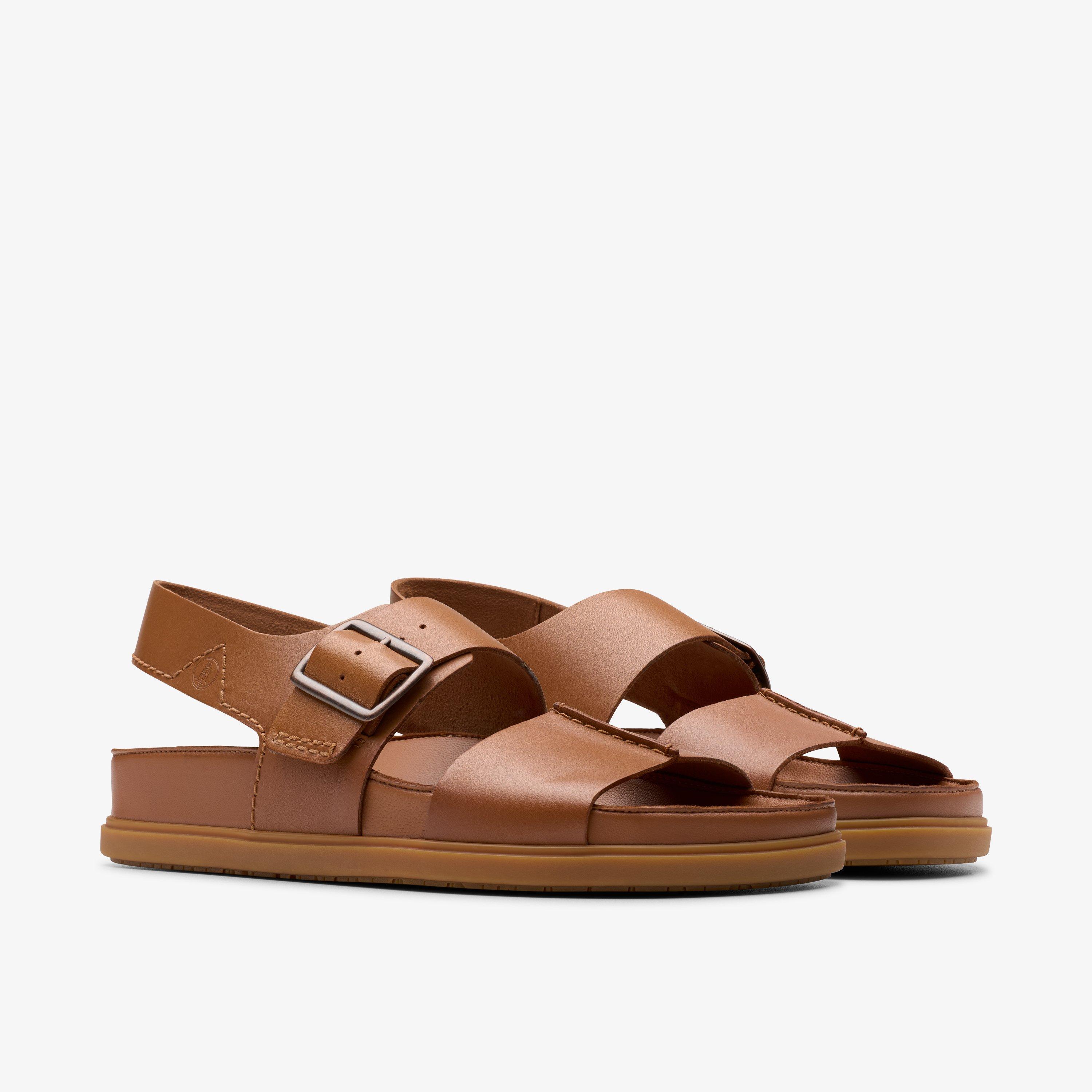 Sandales plates en cuir marron pour homme Torford Strap | Clarks