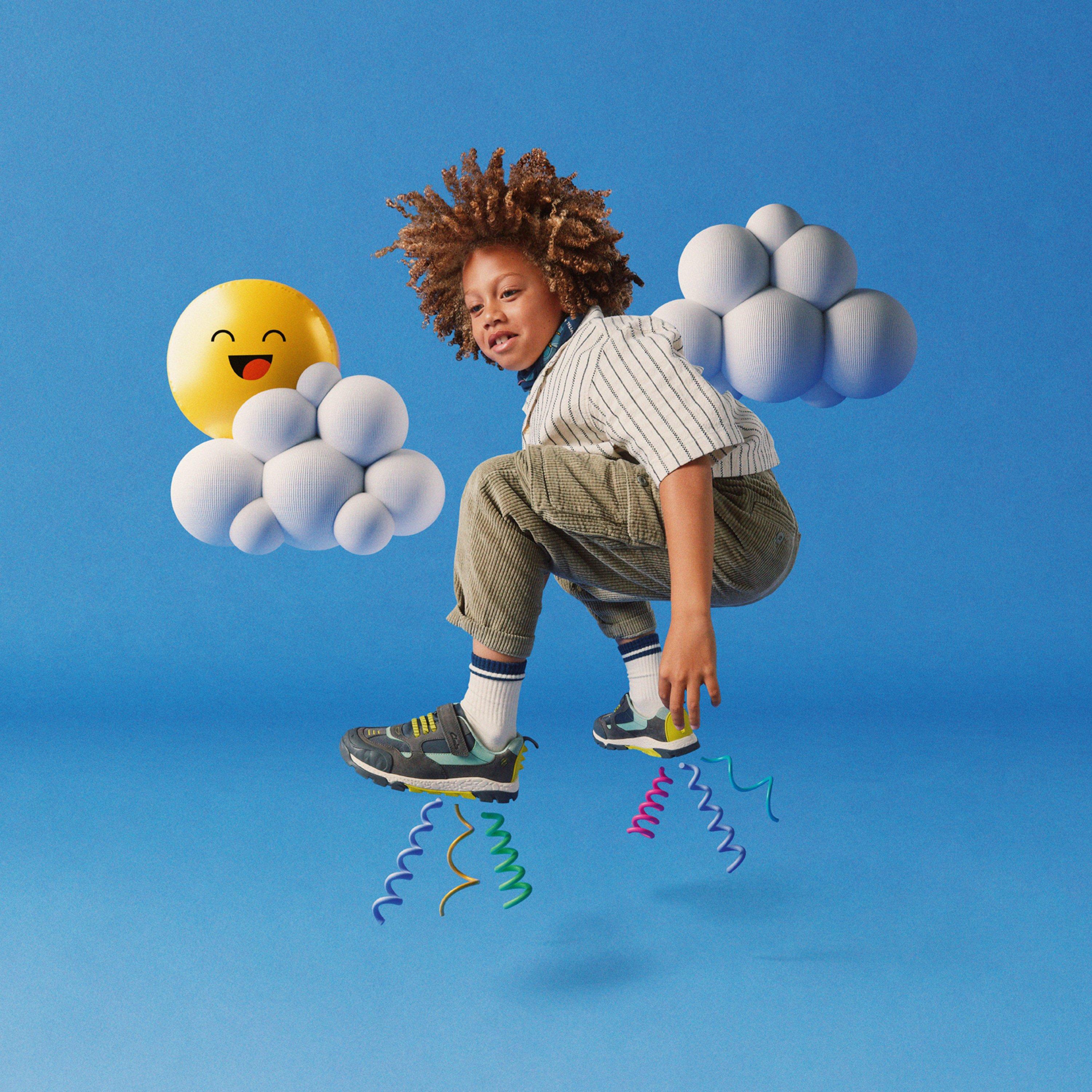 Boys Steggy 2 Park Kid Grey/Green Trainers, Riptape Trainers | Clarks UK