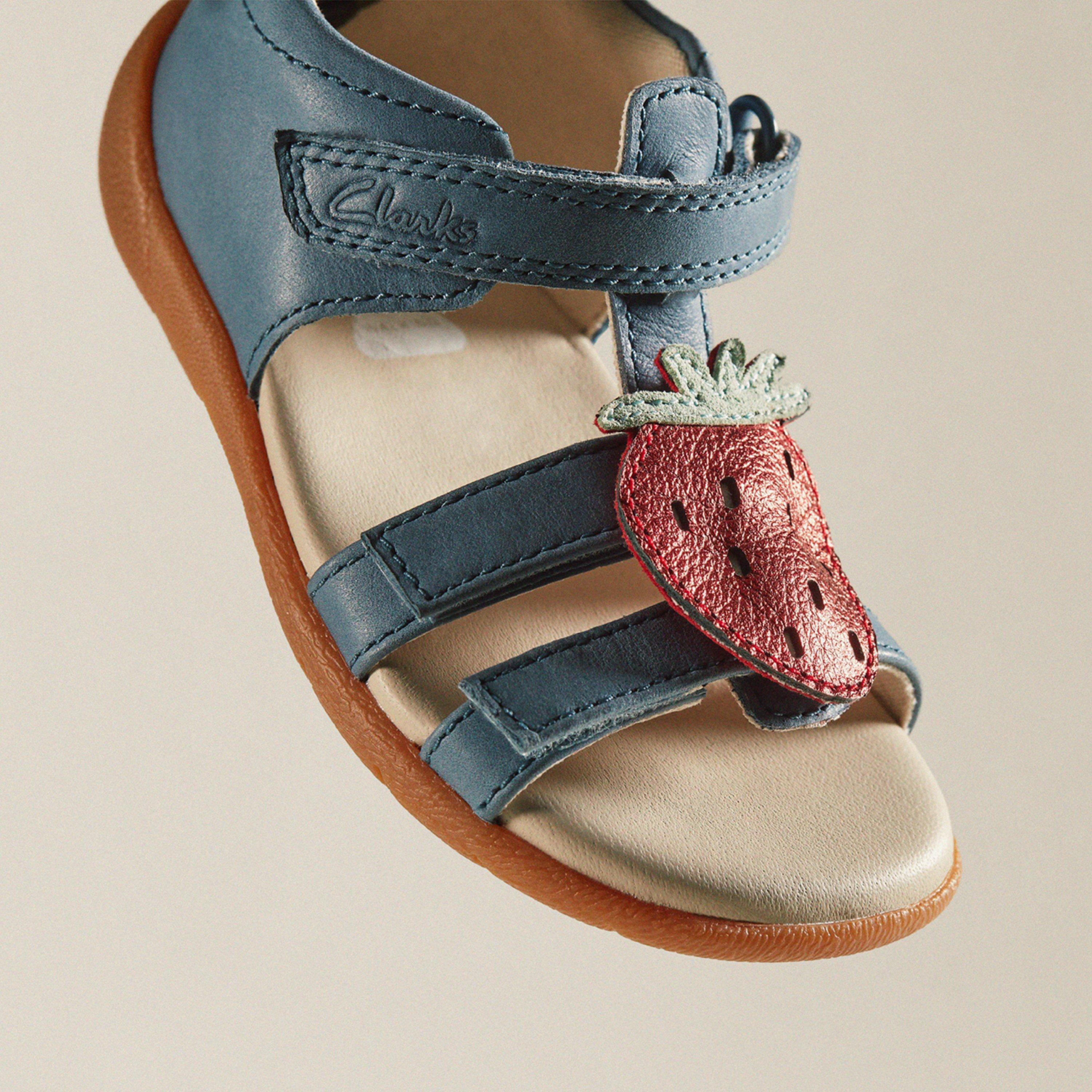 Girls Zora Berry Toddler Blue Flat Sandals, Riptape Sandals | Clarks UK