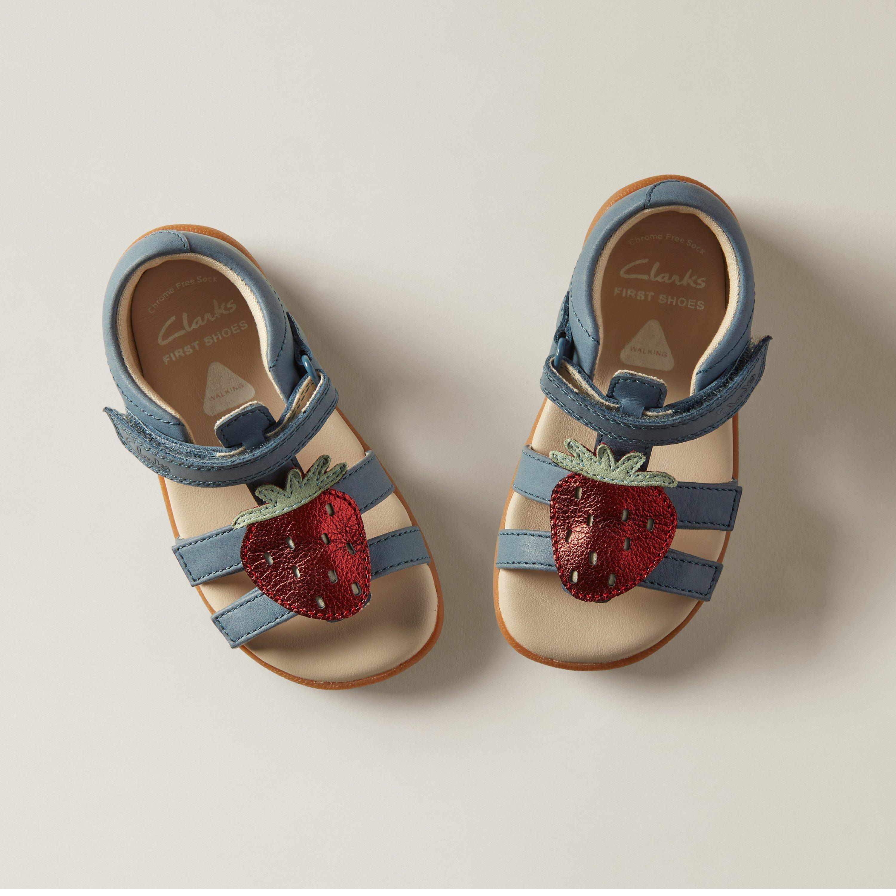 Girls Zora Berry Toddler Blue Flat Sandals, Riptape Sandals | Clarks UK