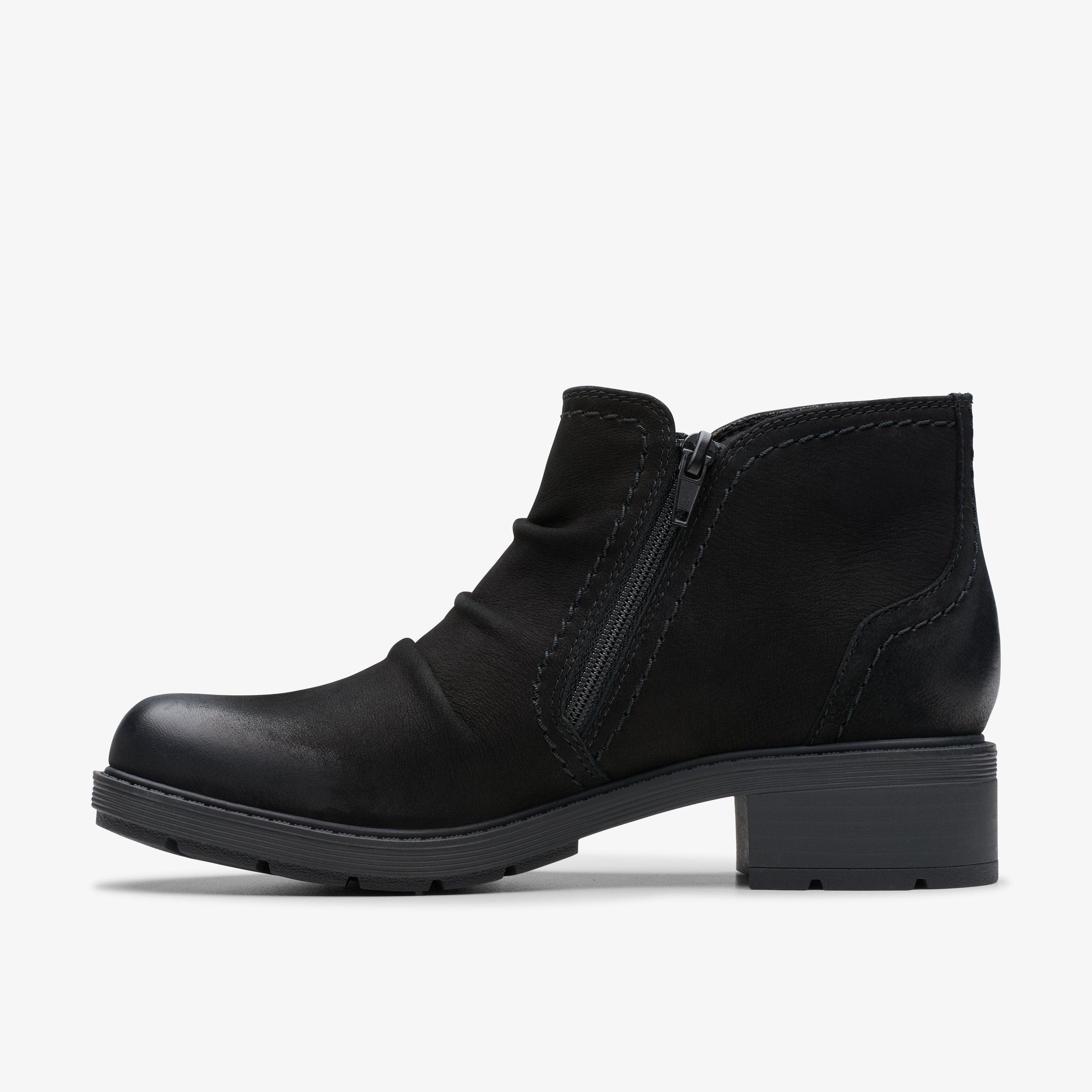 Botines de tobillo de nobuk negro para mujer Hearth Clara | Clarks