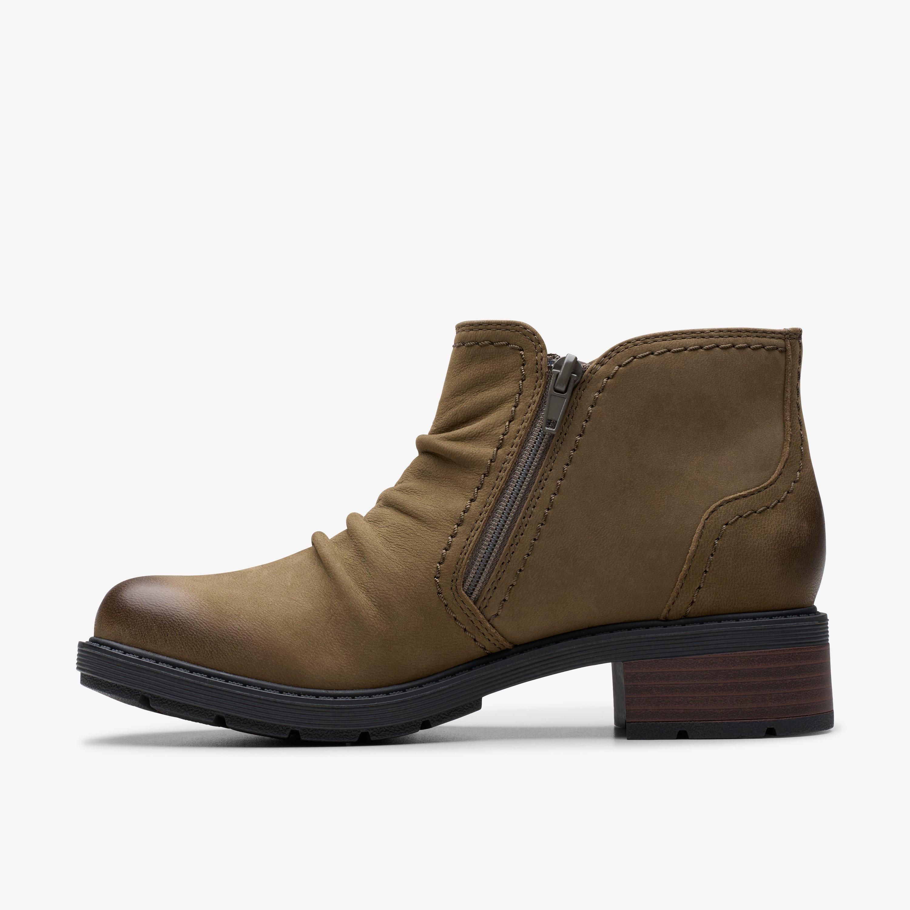 Botines de tobillo de nobuk pizarra para mujeres Hearth Clara | Clarks