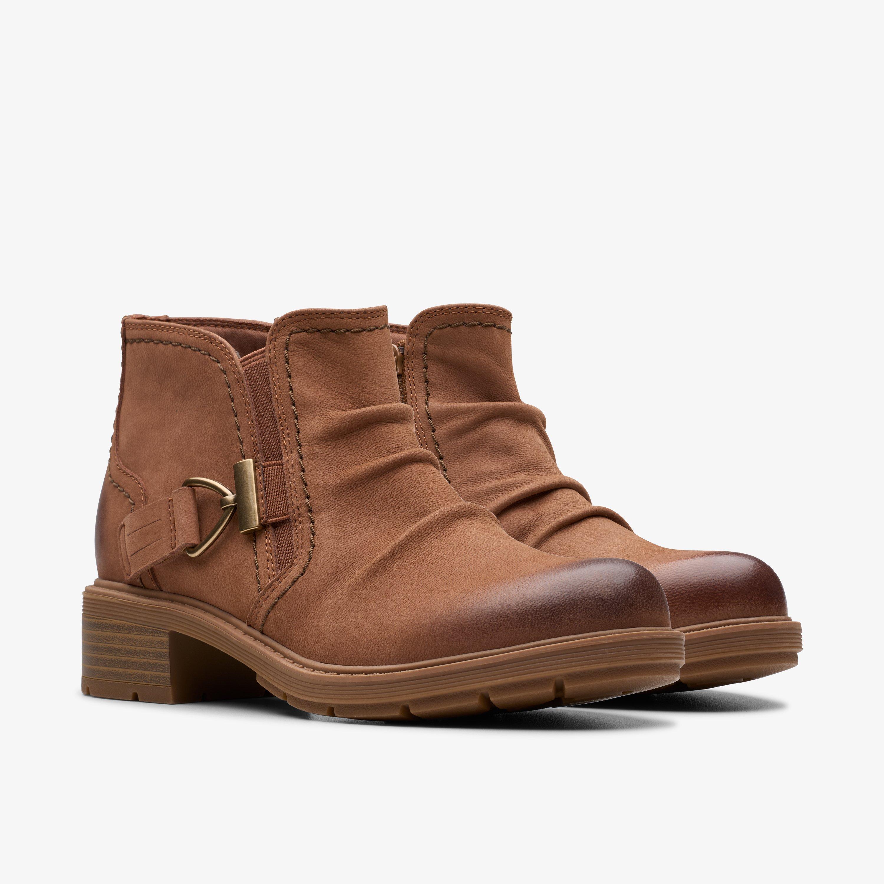 Bottes à cheville en nubuck marron Hearth Clara pour femmes | Clarks