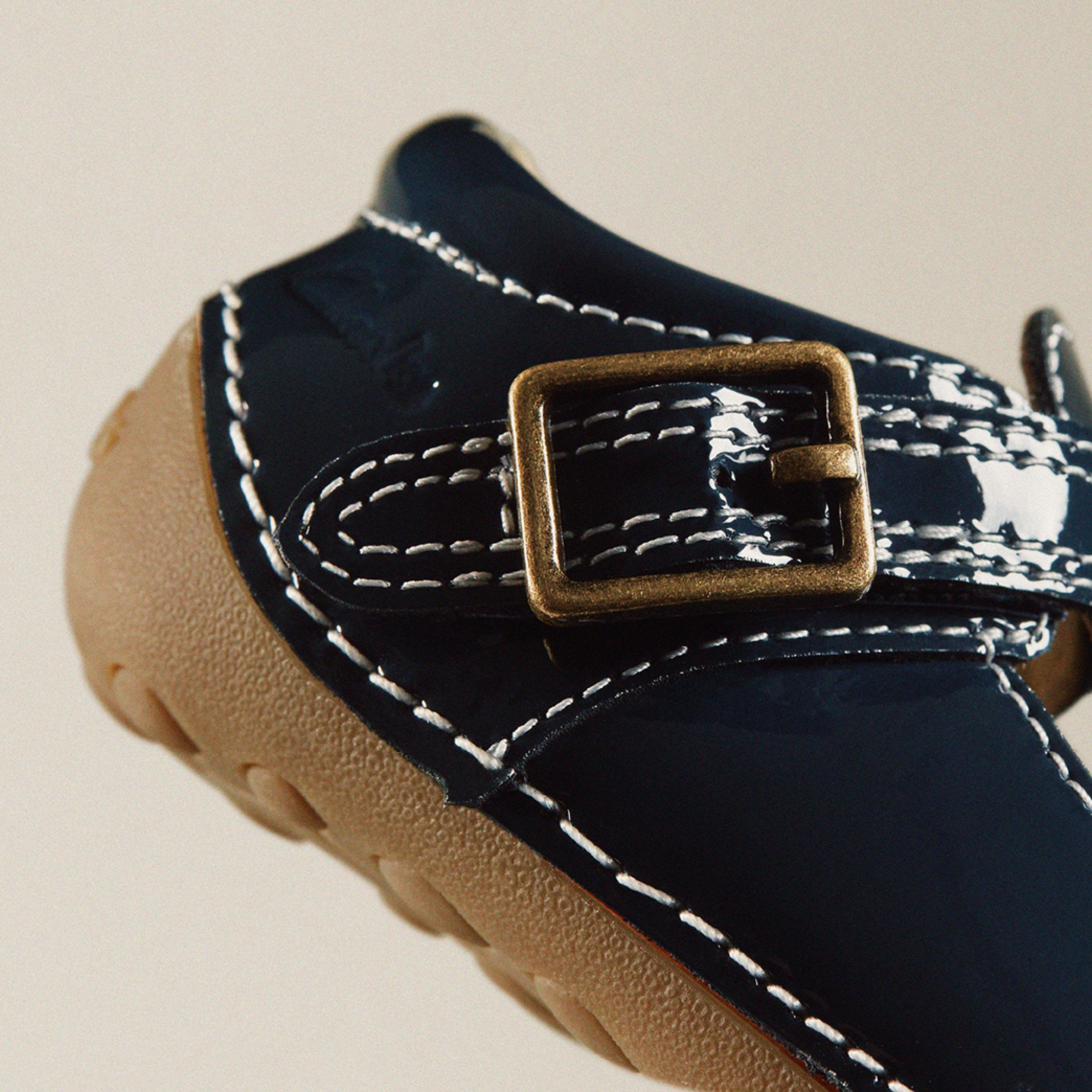 Girls Tiny Skip Toddler Navy Patent T Bar Shoes, Pre Walker, Riptape ...