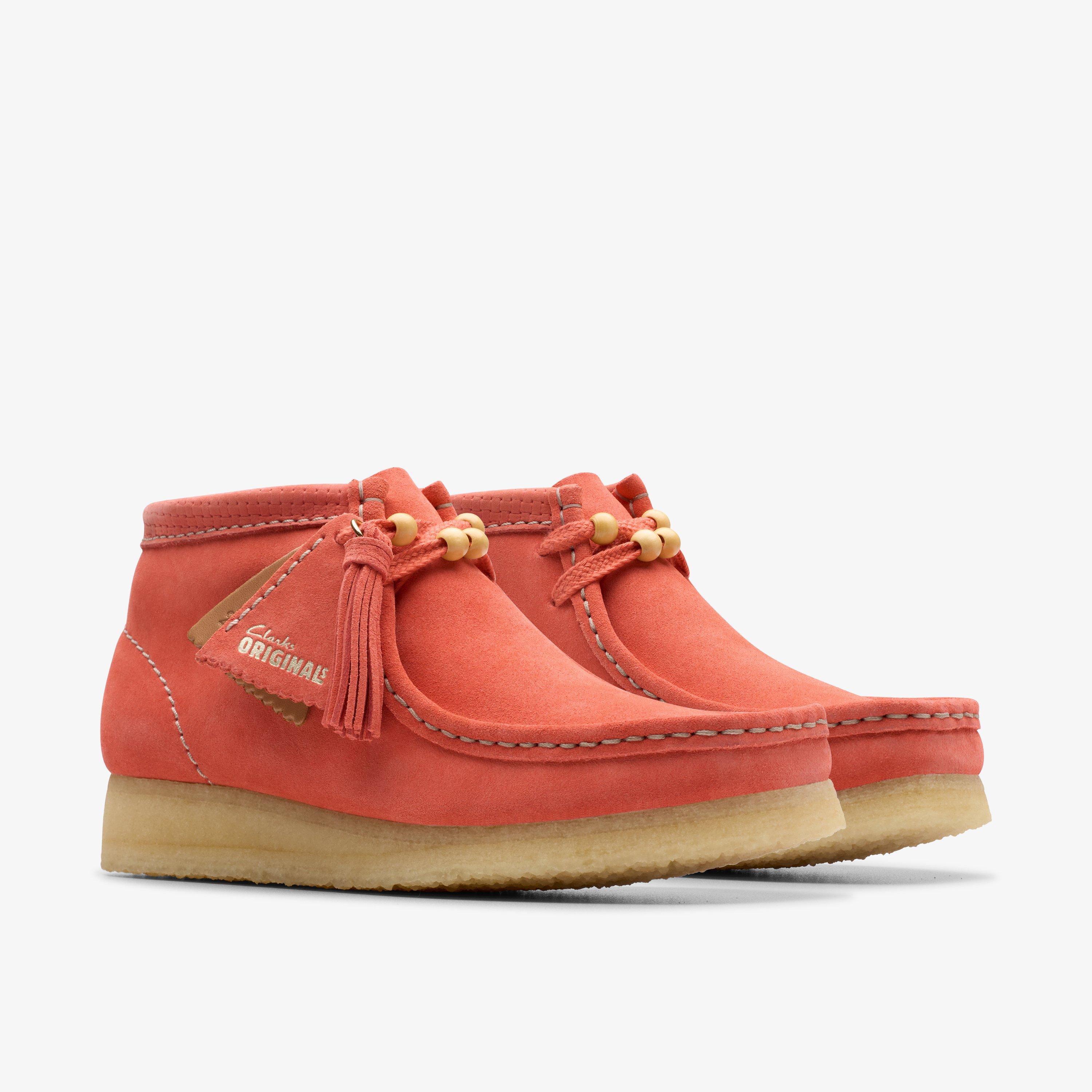 Womens Wallabee Boot Coral Suede Ankle Boots, Wallabee, Lace Up Boots ...