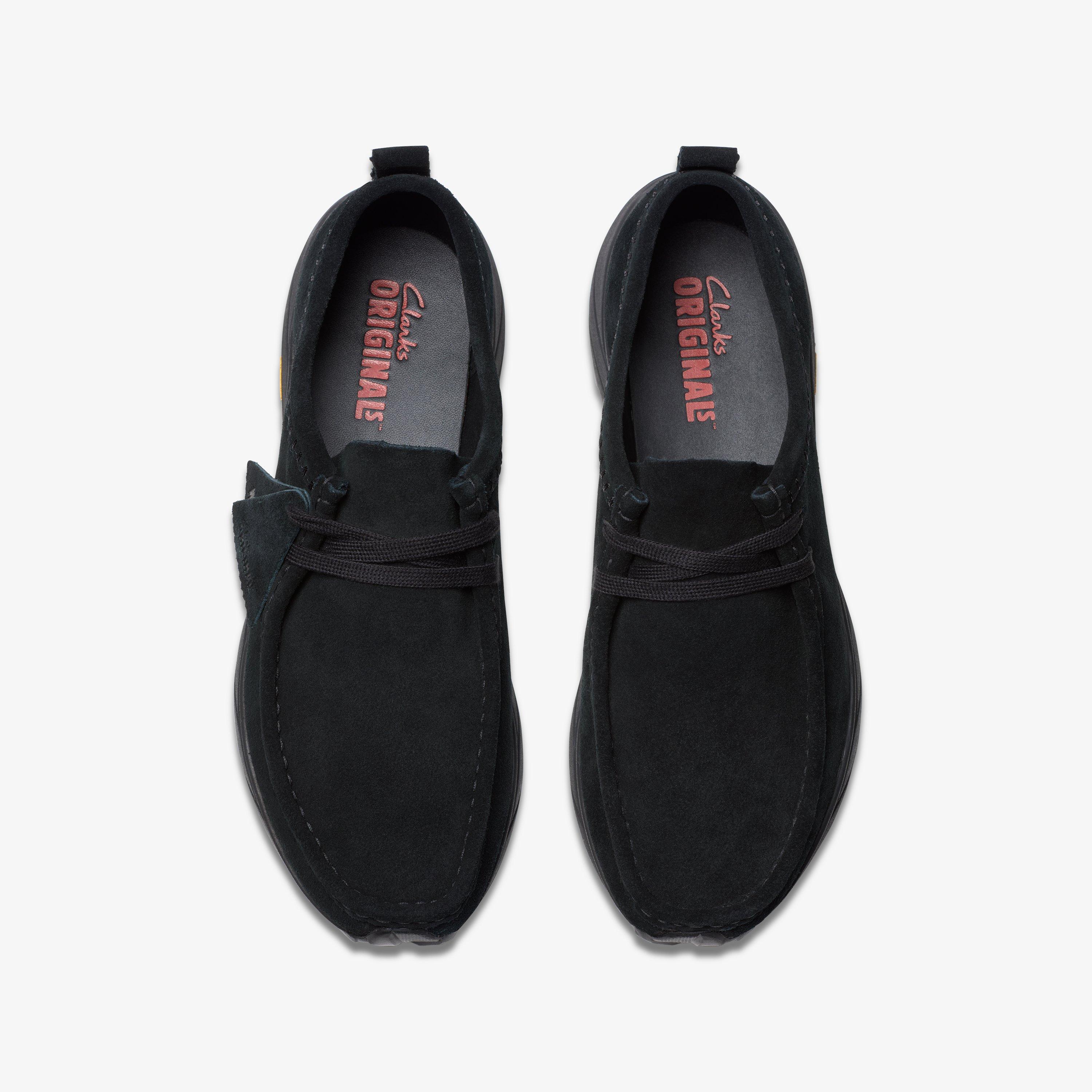 Mens Walla Eden Lo Black/Black Suede Wallabee Lace Up Shoes | Clarks