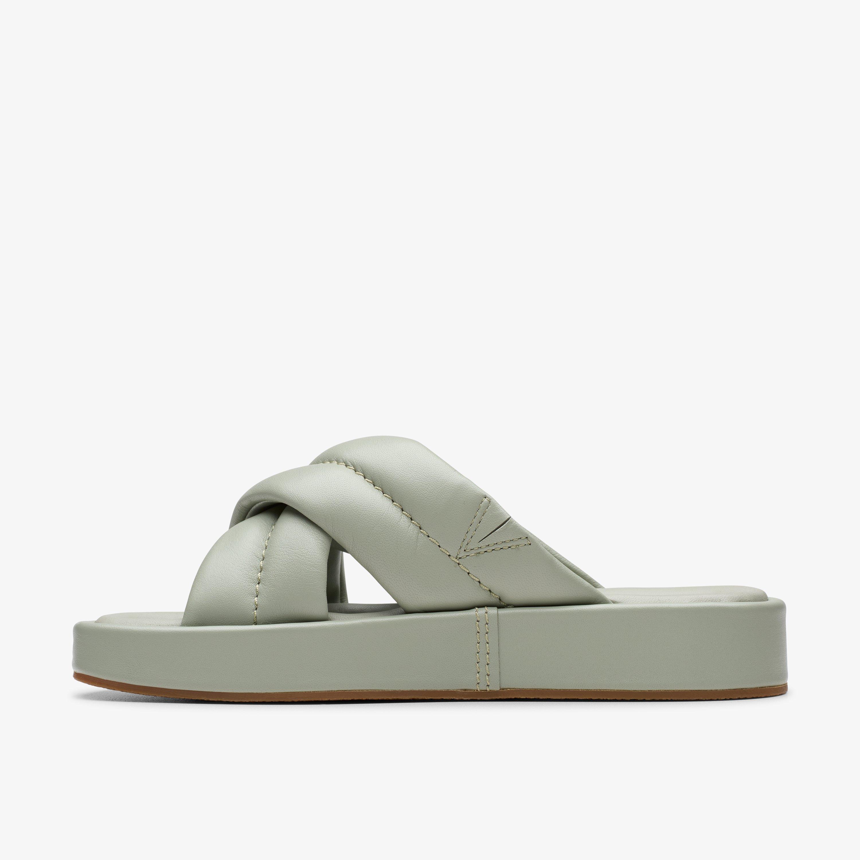 Sandales plates en cuir vert clair pour femmes Alda Glide | Clarks