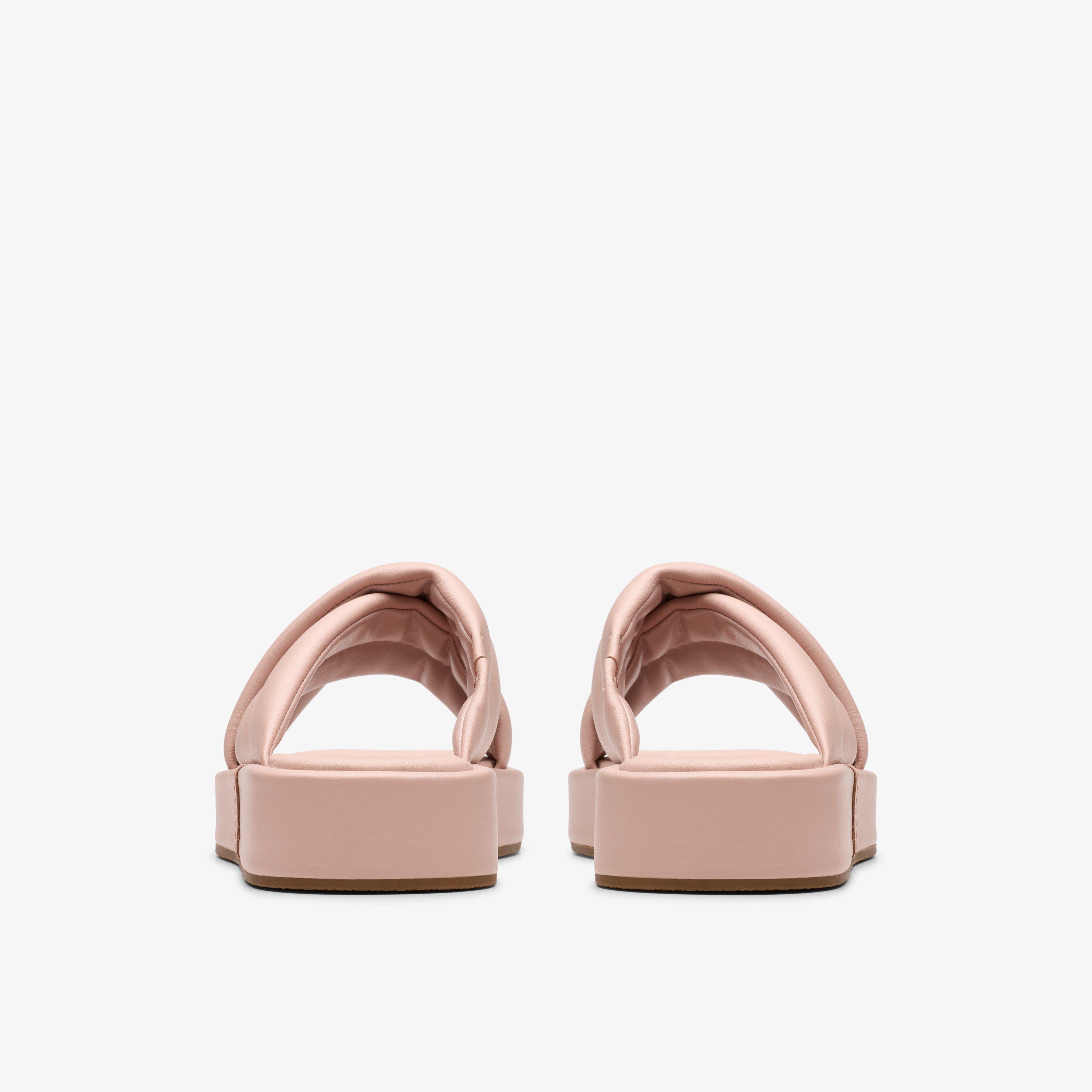 Womens Alda Glide Light Pink Leather Flat Sandals Flatforms Sliders ...