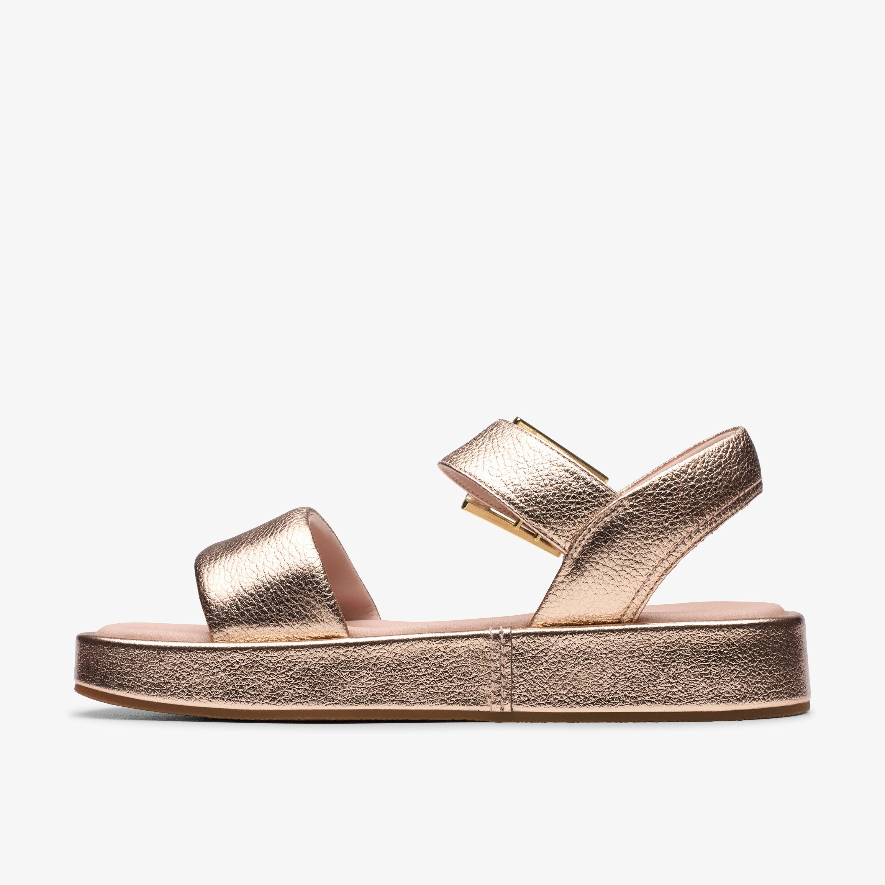 Damen Alda Strap Kupfer Metallic Flache Sandalen | Clarks