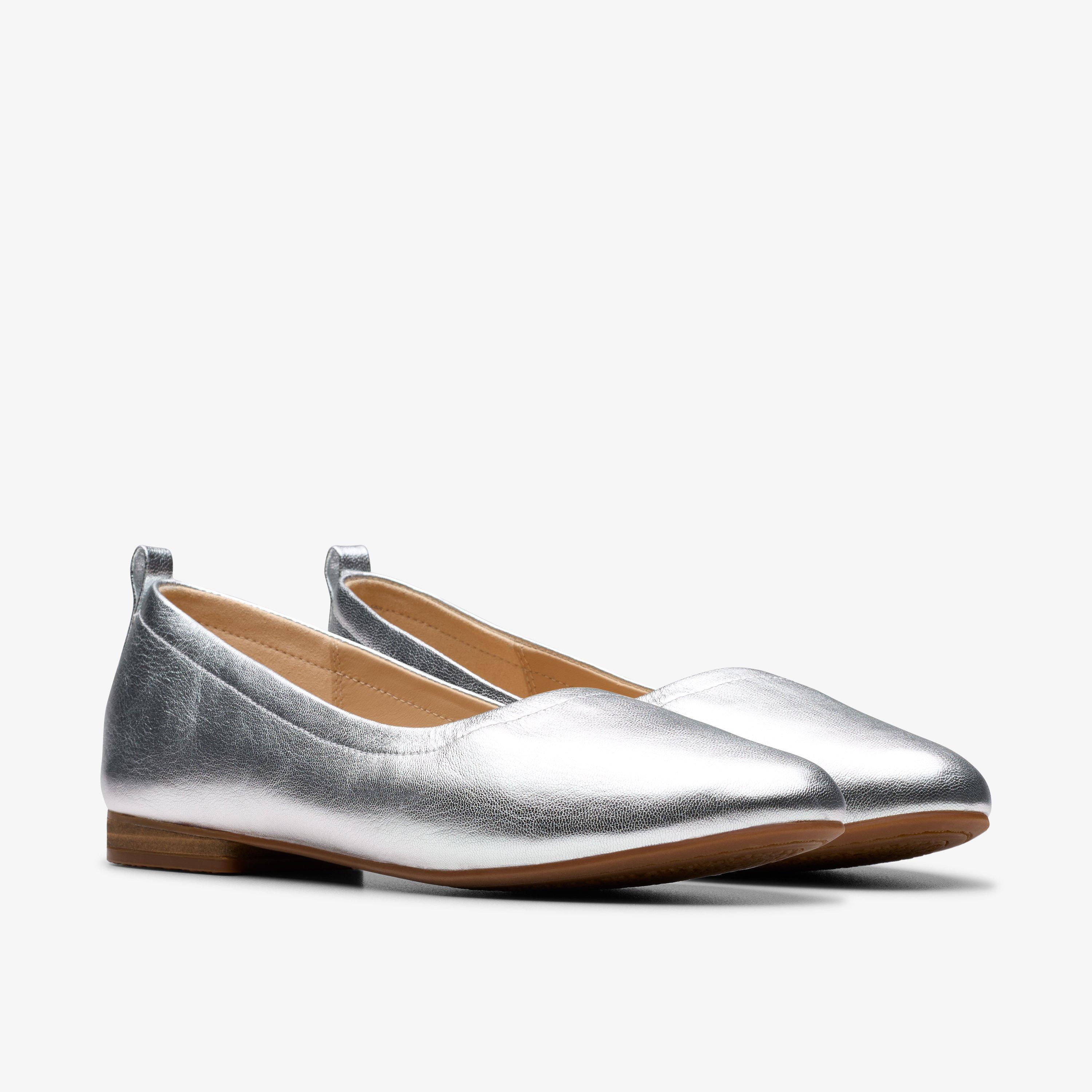 Womens Fawna Soft Silver Metallic Ballet Pump Slip On Shoes | Clarks
