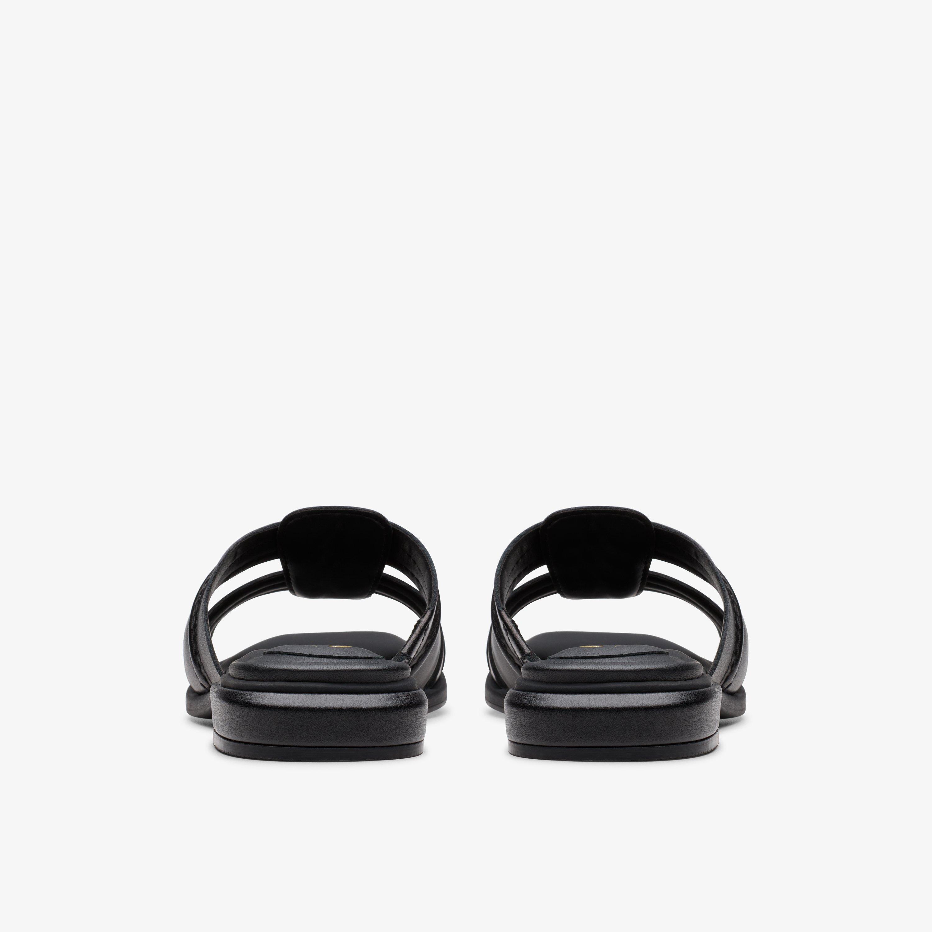 Womens Ariany Mule Black Leather Mules Slip On Flat Sandals | Clarks