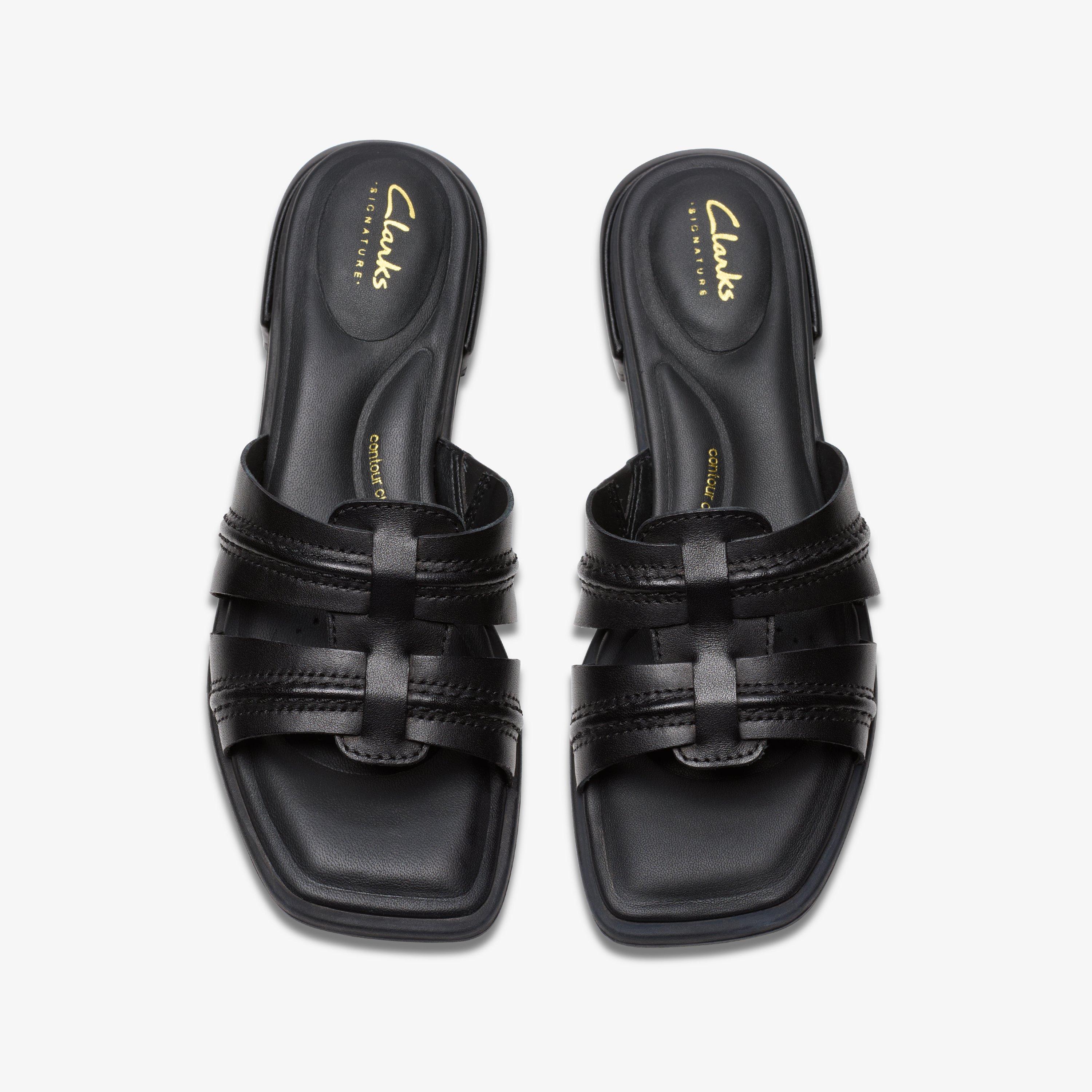 Mules Ariany Mule en cuir noir pour femmes Sandales plates à enfiler ...