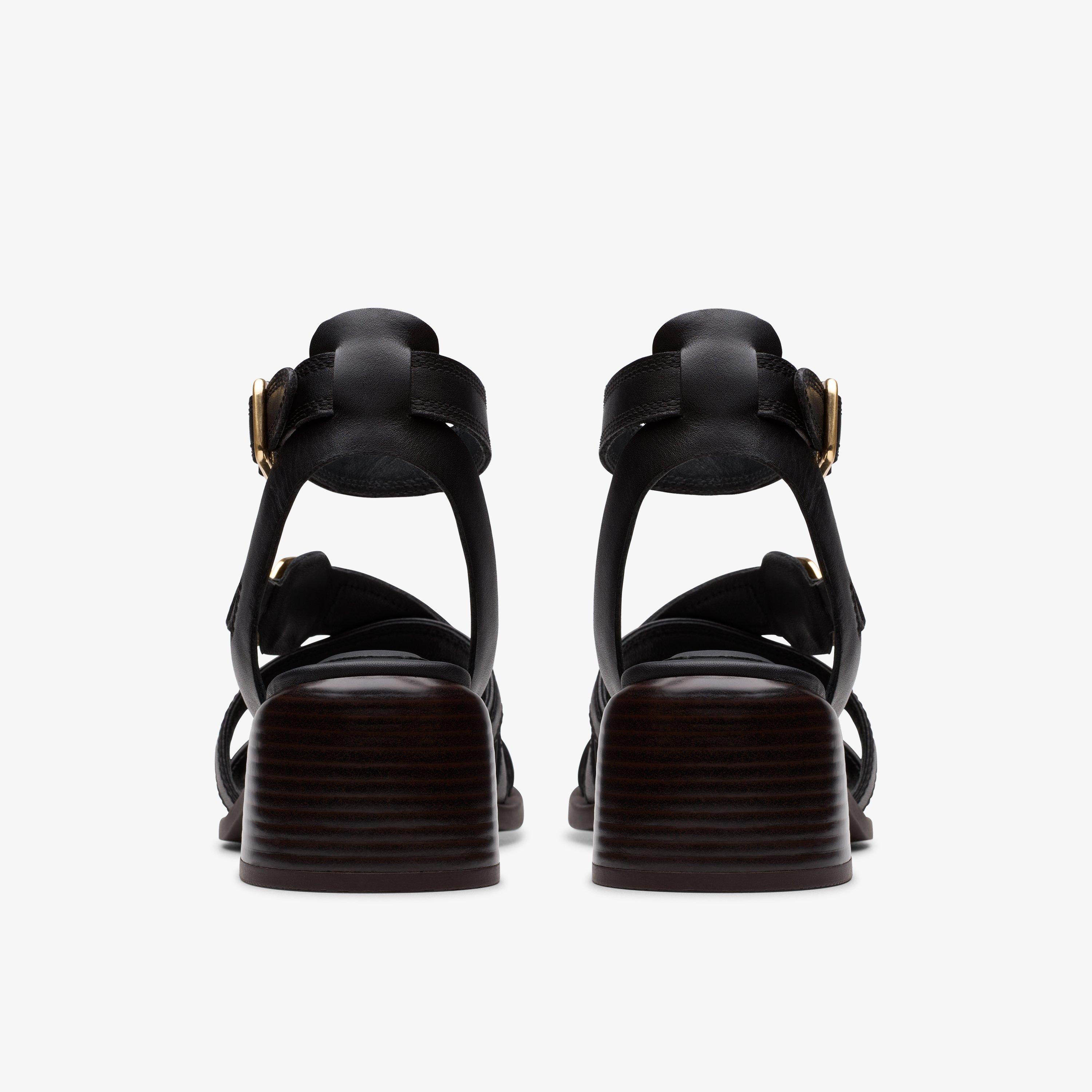 Womens Morwyn Strap Black Leather Heeled Sandals Sandals | Clarks UK
