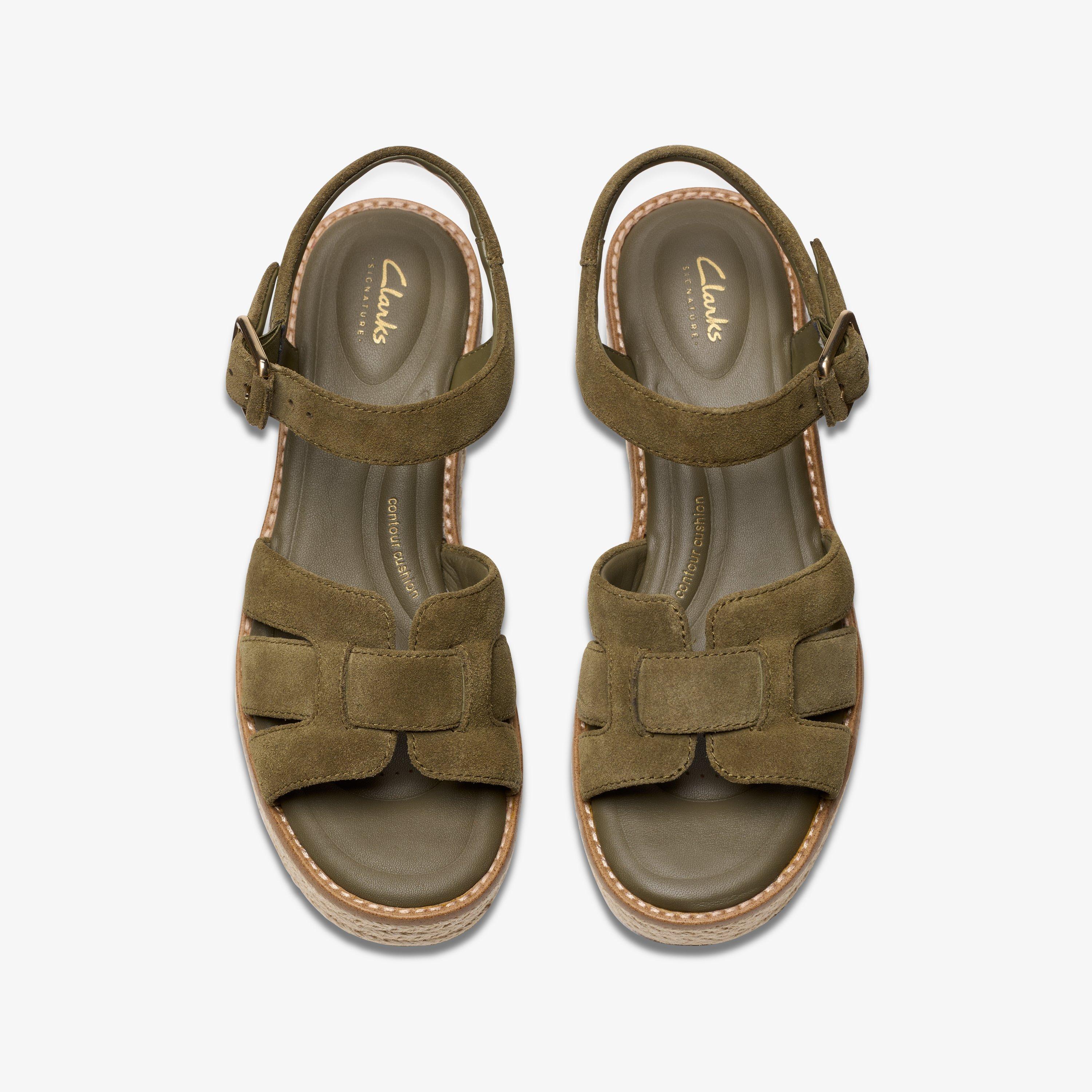 Womens Coledale Strap Dark Olive Suede Strappy Sandals | Clarks