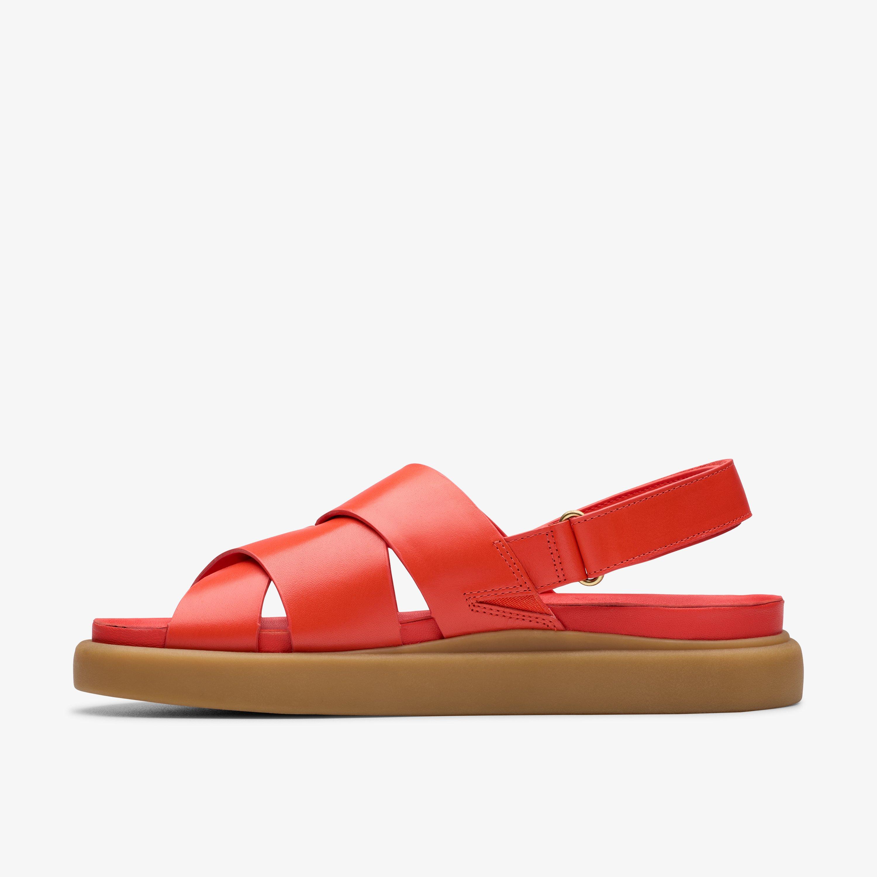 Womens Aristella Sun Bright Red Leather Strappy Sandals | Clarks UK