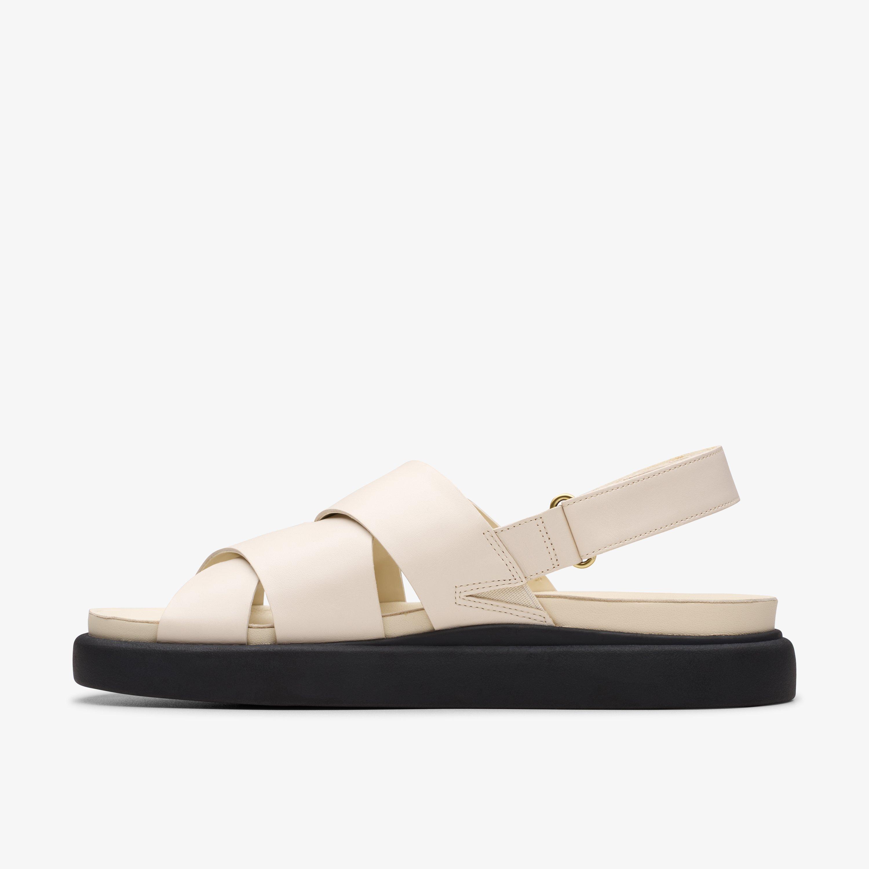 Womens Aristella Sun Cream Leather Flat Sandals | Clarks
