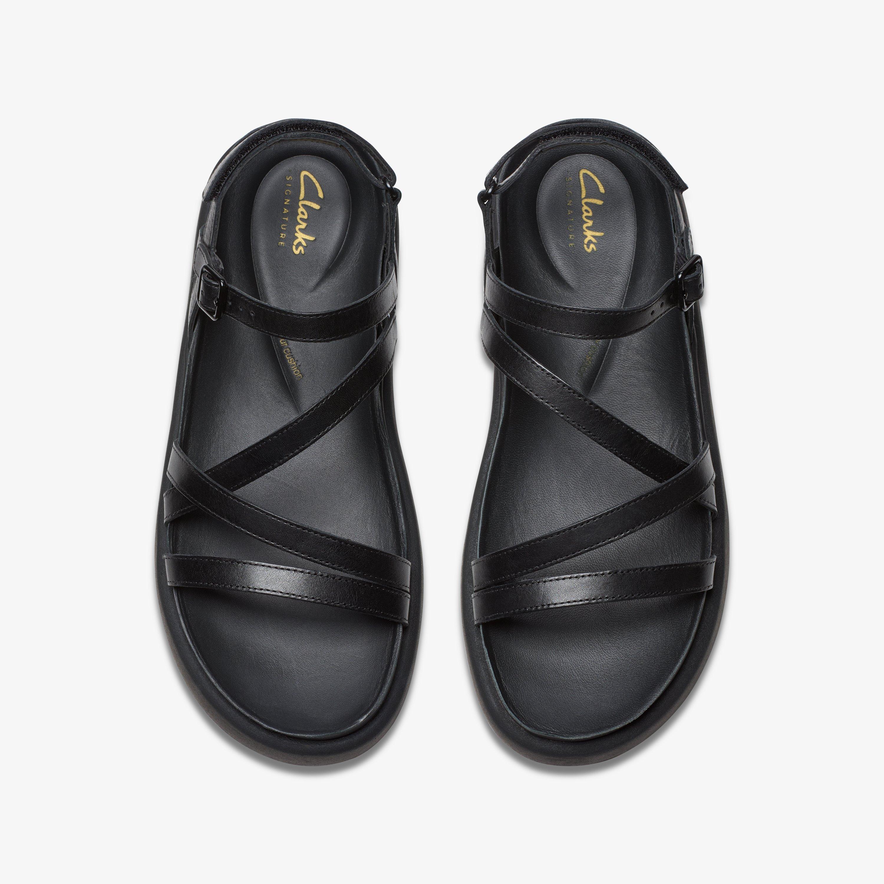 Sandales Plates en Cuir Noir pour Femmes Aristella Rose | Clarks