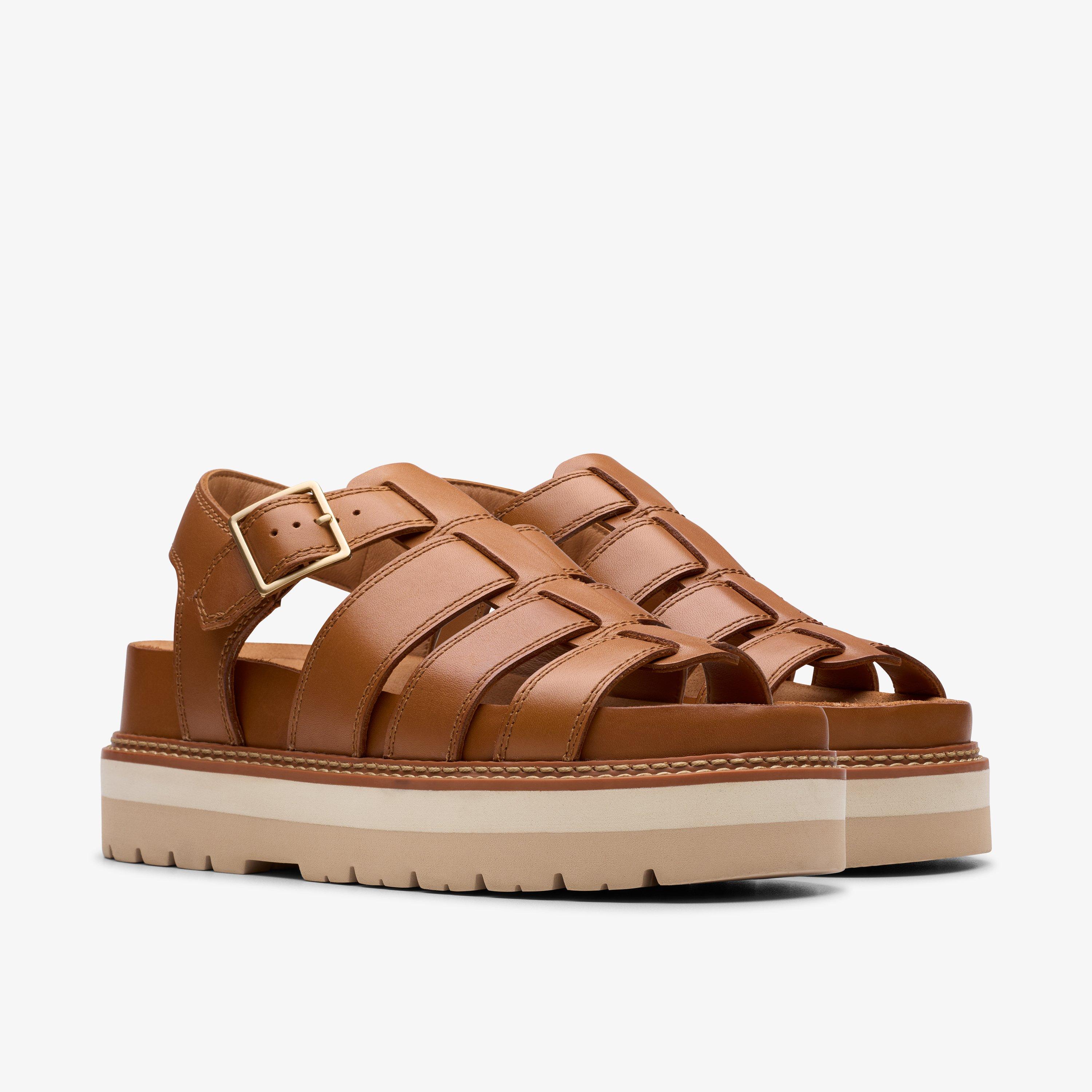 Damen Orianna Twist Tan Leder Riemchensandalen | Clarks