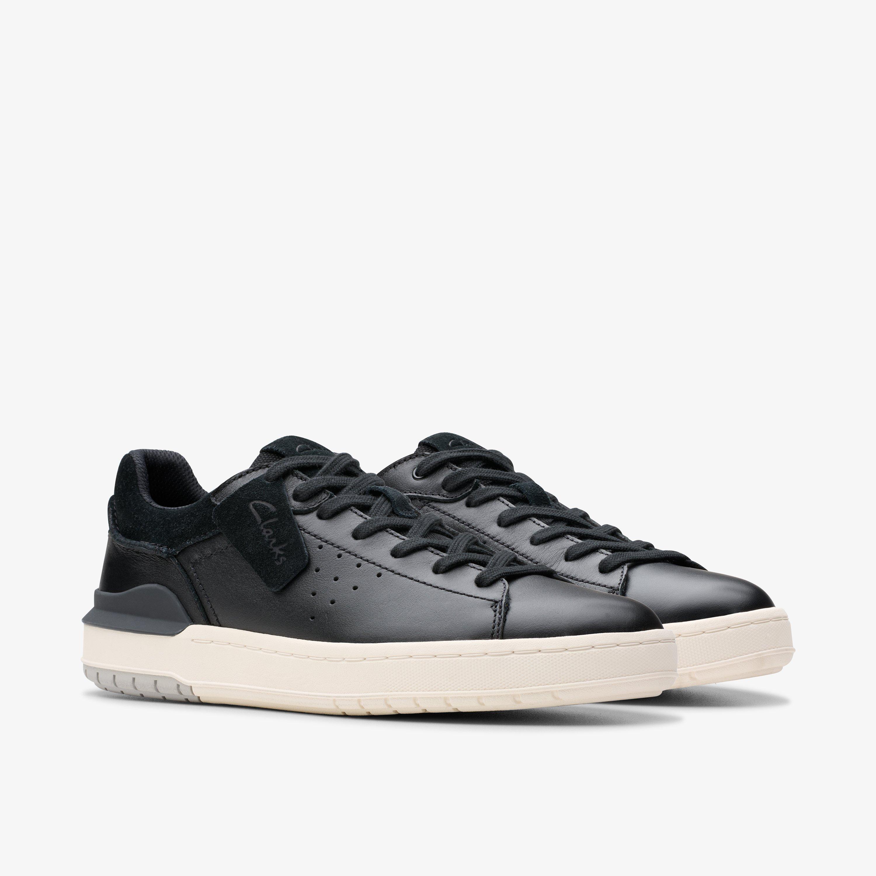 Mens Courtlite2 Run Black Leather Sneakers | Clarks