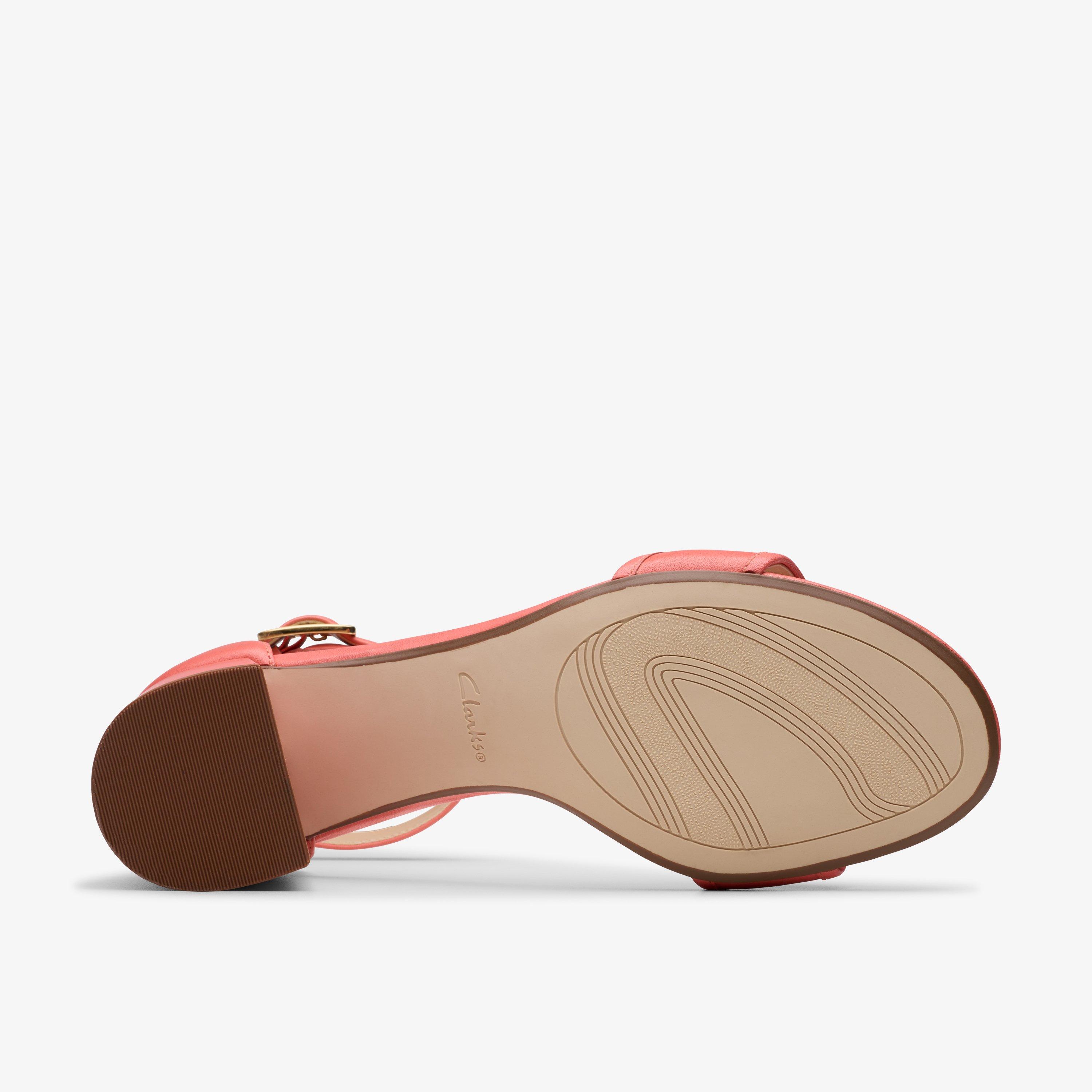Womens Ezoria Mae Coral Leather Heeled Sandals | Clarks