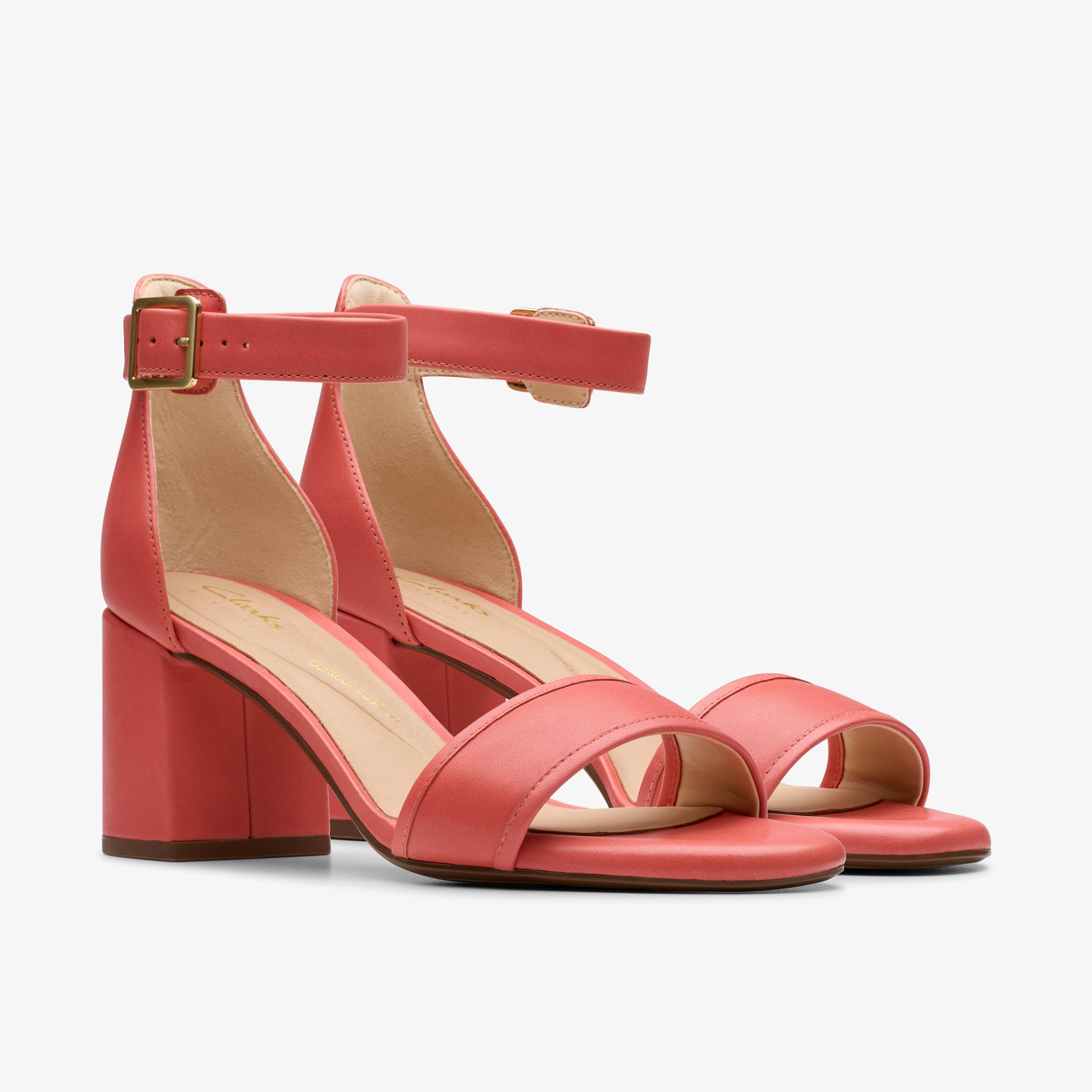 Sandali con tacco in pelle corallo da donna Ezoria Mae | Clarks