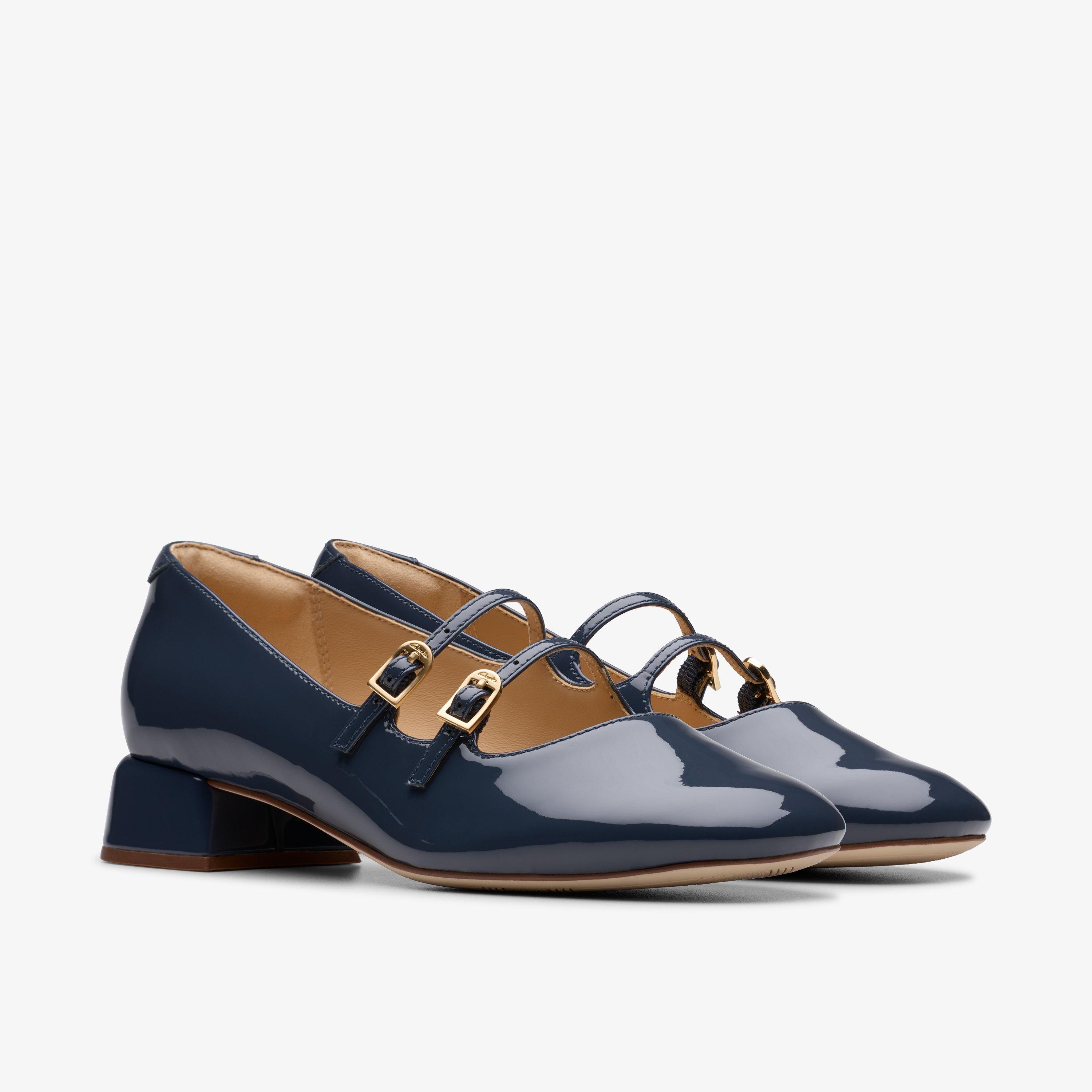 Mary Jane Daiss30 Shine en cuir verni bleu marine pour femme | Clarks