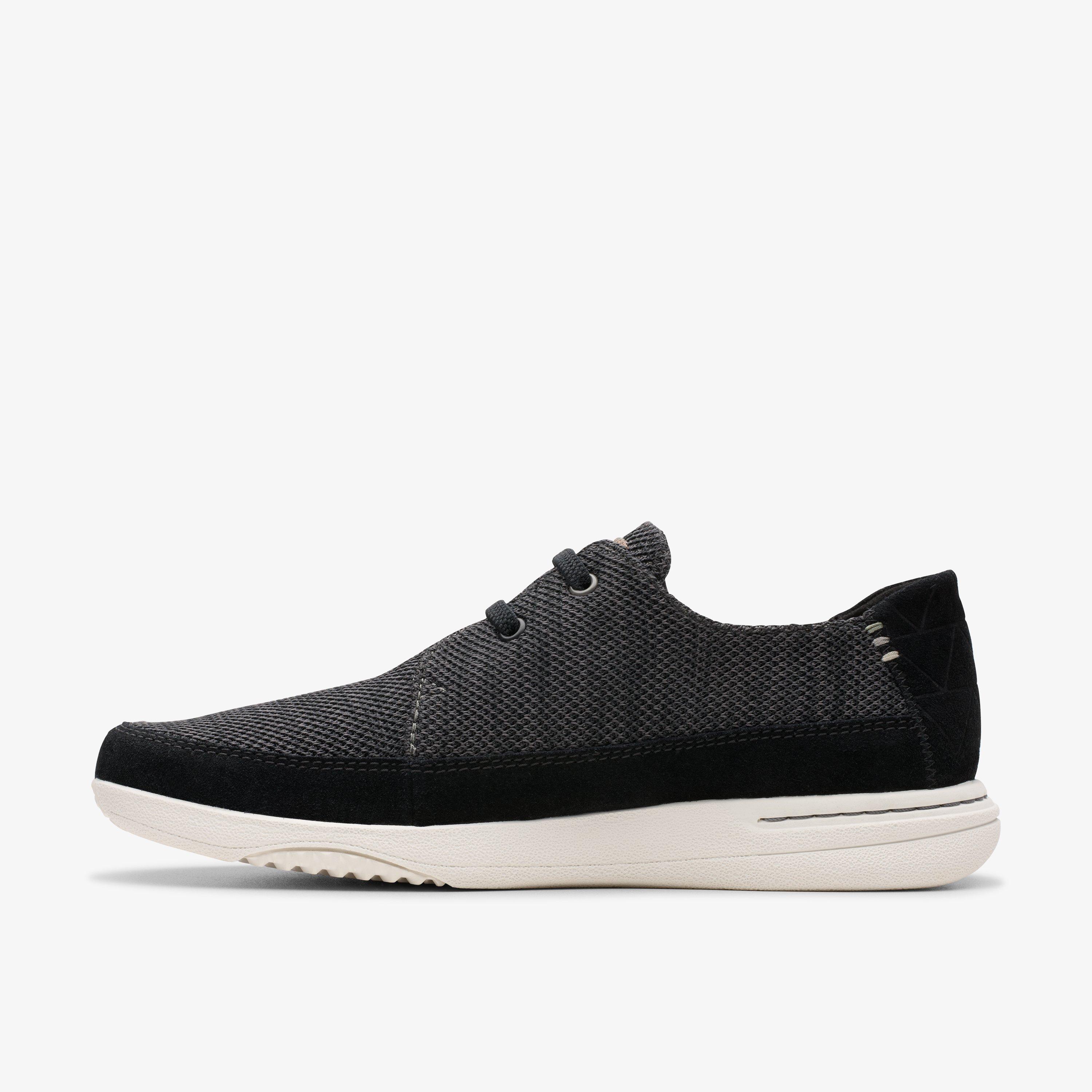 Mens Easeway Lace Black Combi Slip On Plimsolls Shoes | Clarks