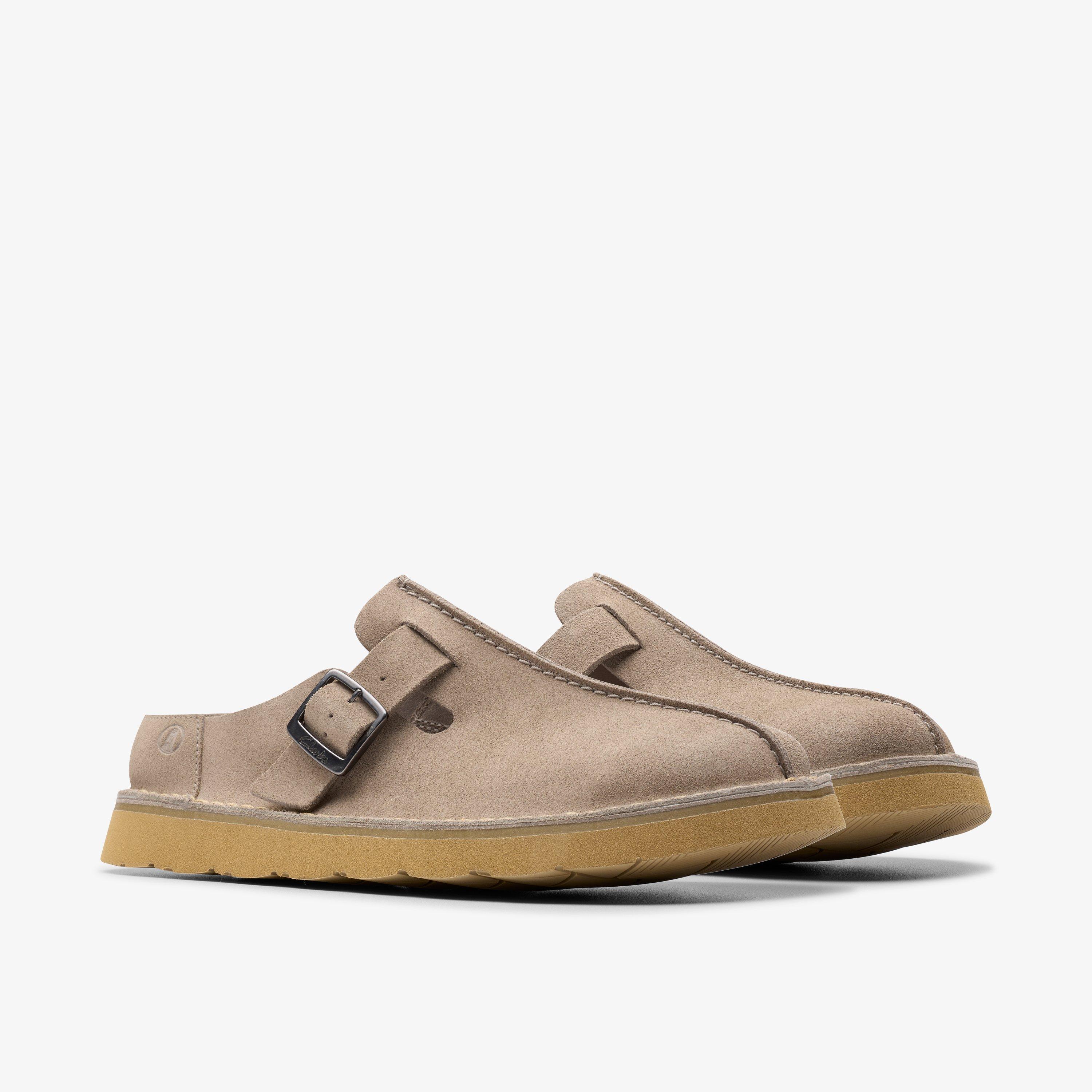 Mens Solsbury Mule Grey Suede Mules Slip On Shoes | Clarks