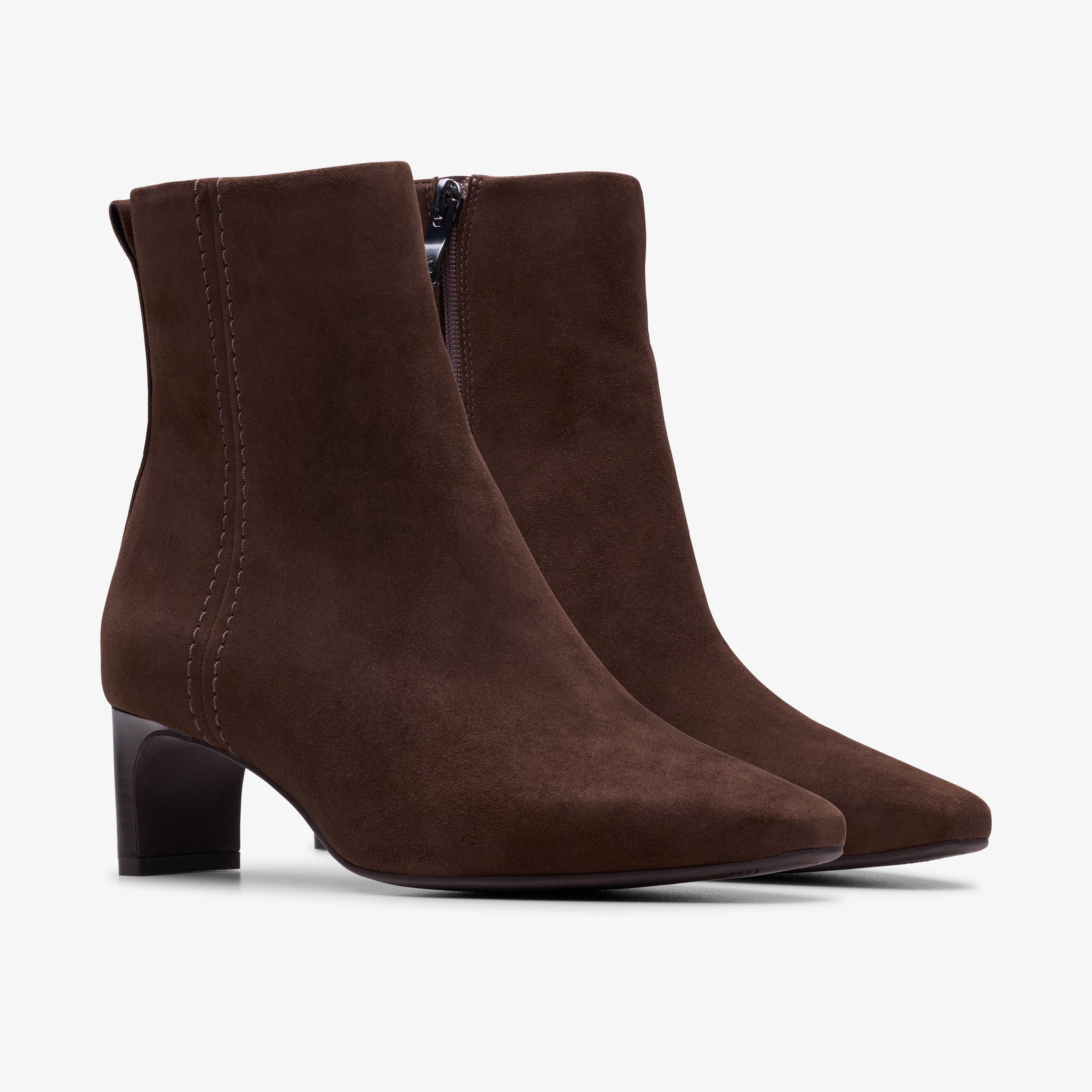 Womens Edina Up Dark Brown Suede Ankle Boots | Clarks