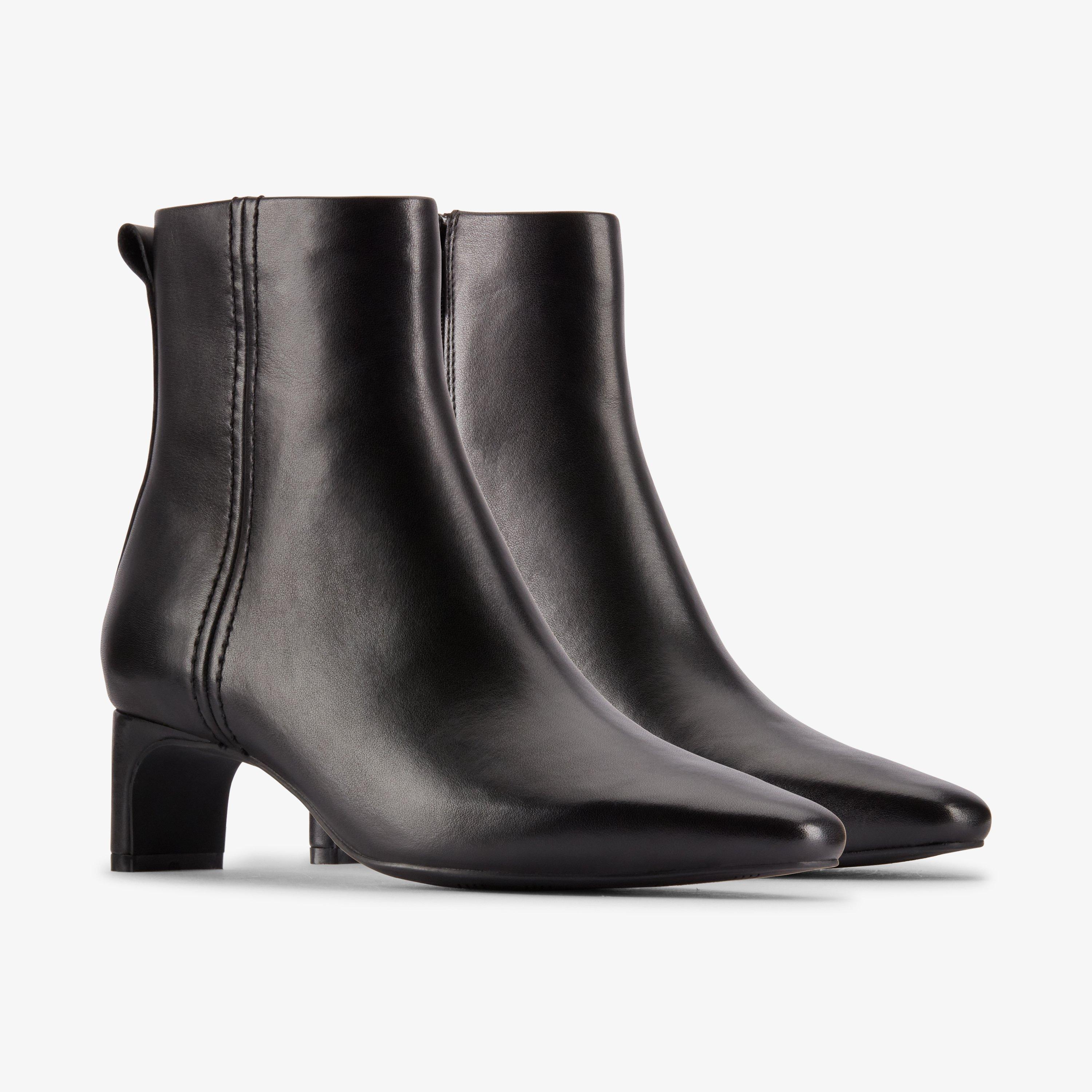 Womens Edina Up Black Leather Ankle Boots | Clarks