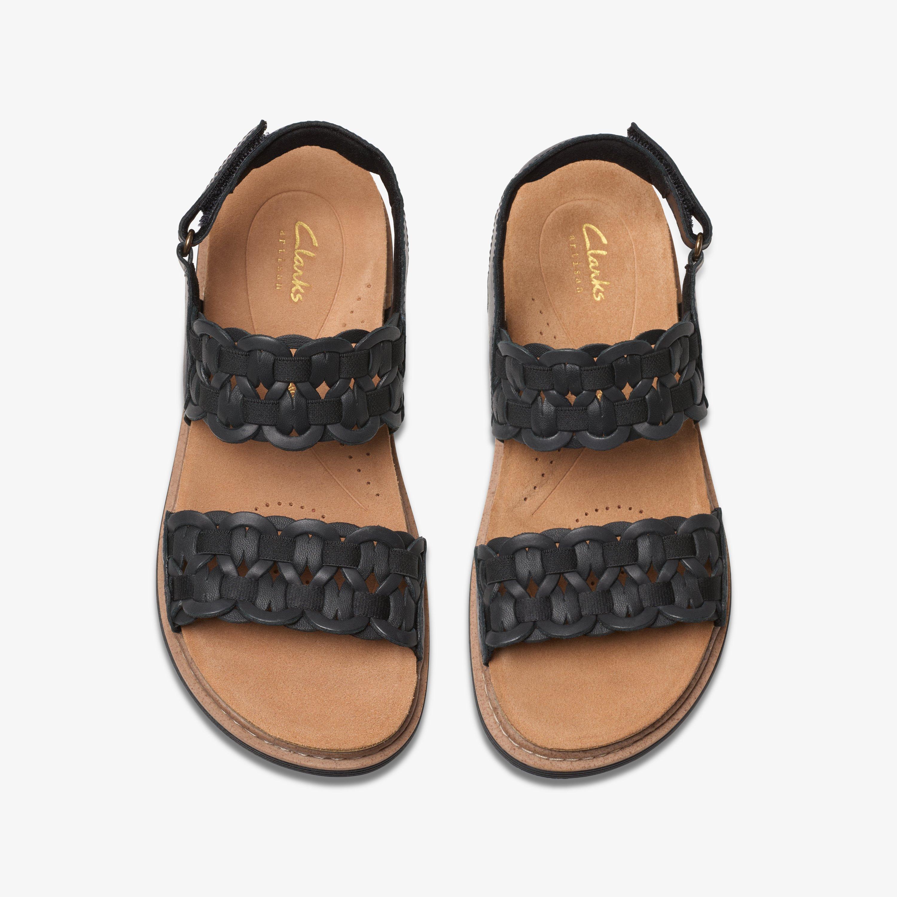 Womens Arwell Glide Black Combi Flat Sandals | Clarks