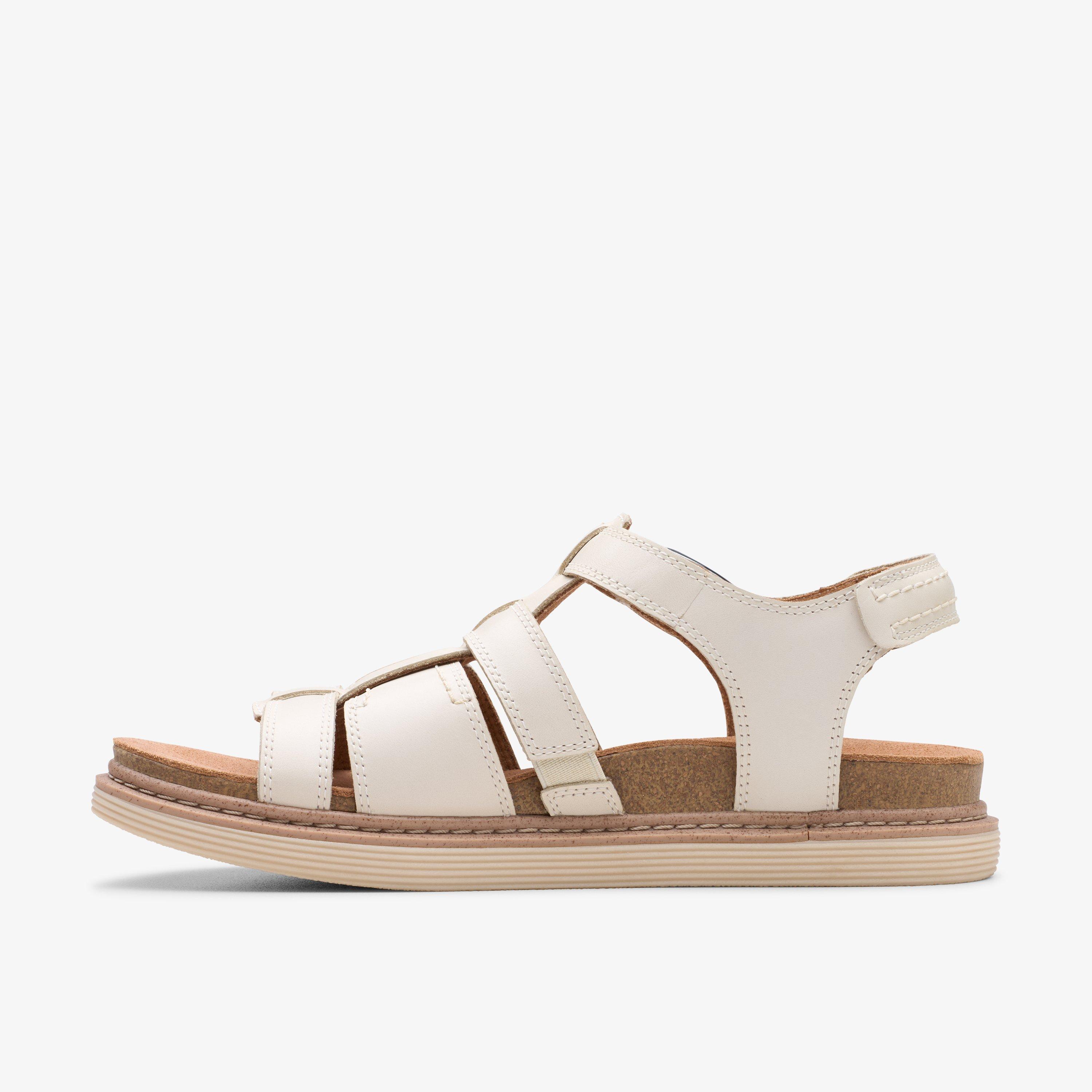 Womens Arwell Sun Cream Leather Flat Sandals | Clarks