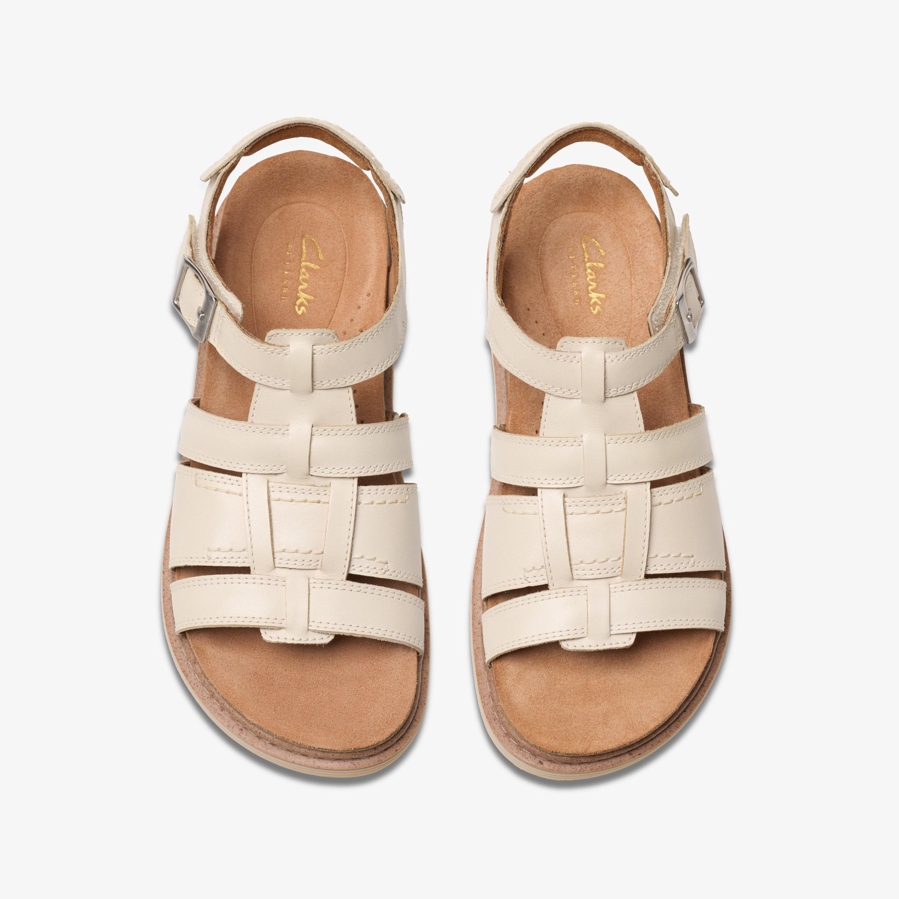 Damen Arwell Sun Creme Leder Flache Sandalen | Clarks