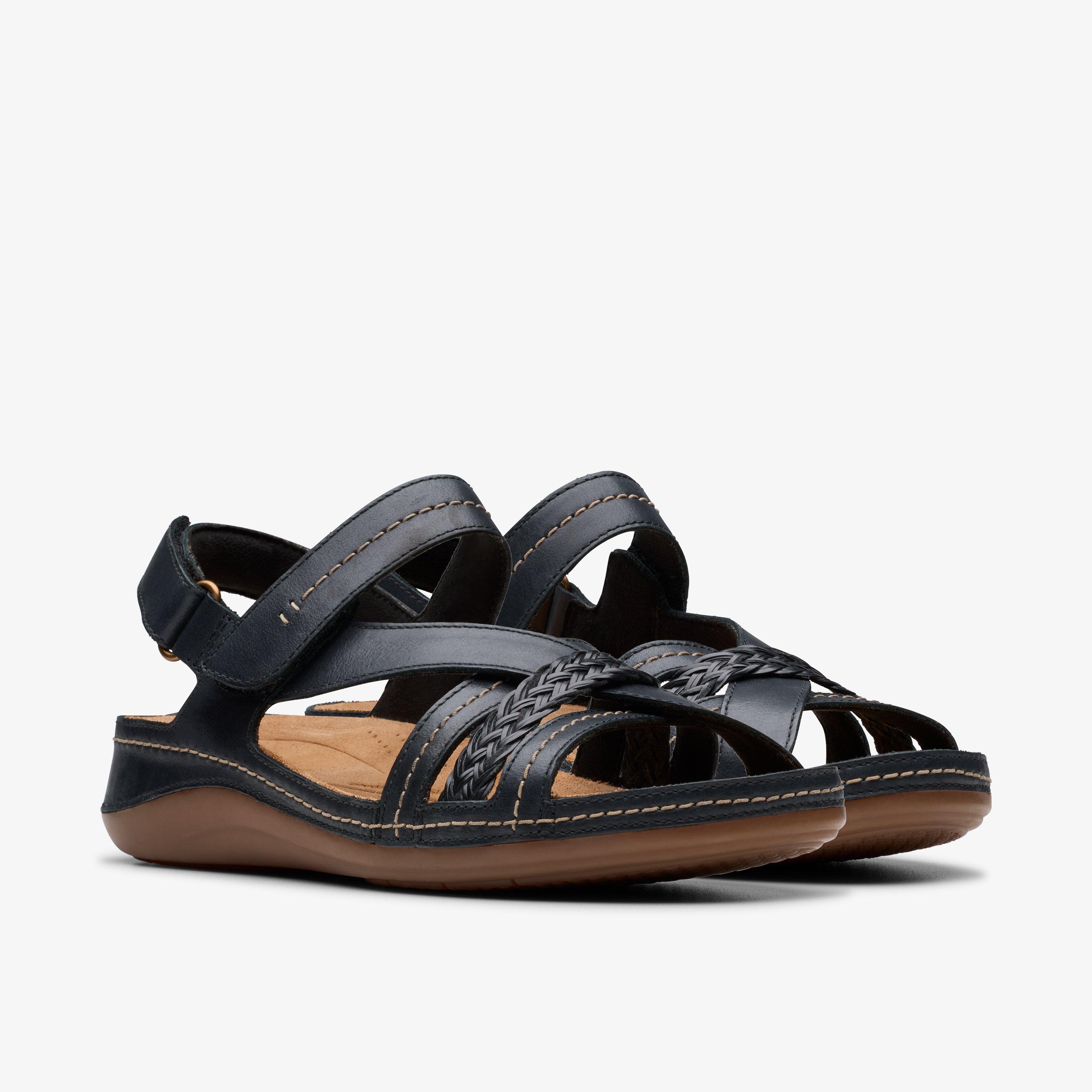 Women's Cecily Strap Black Combination Strappy Sandals | Clarks
