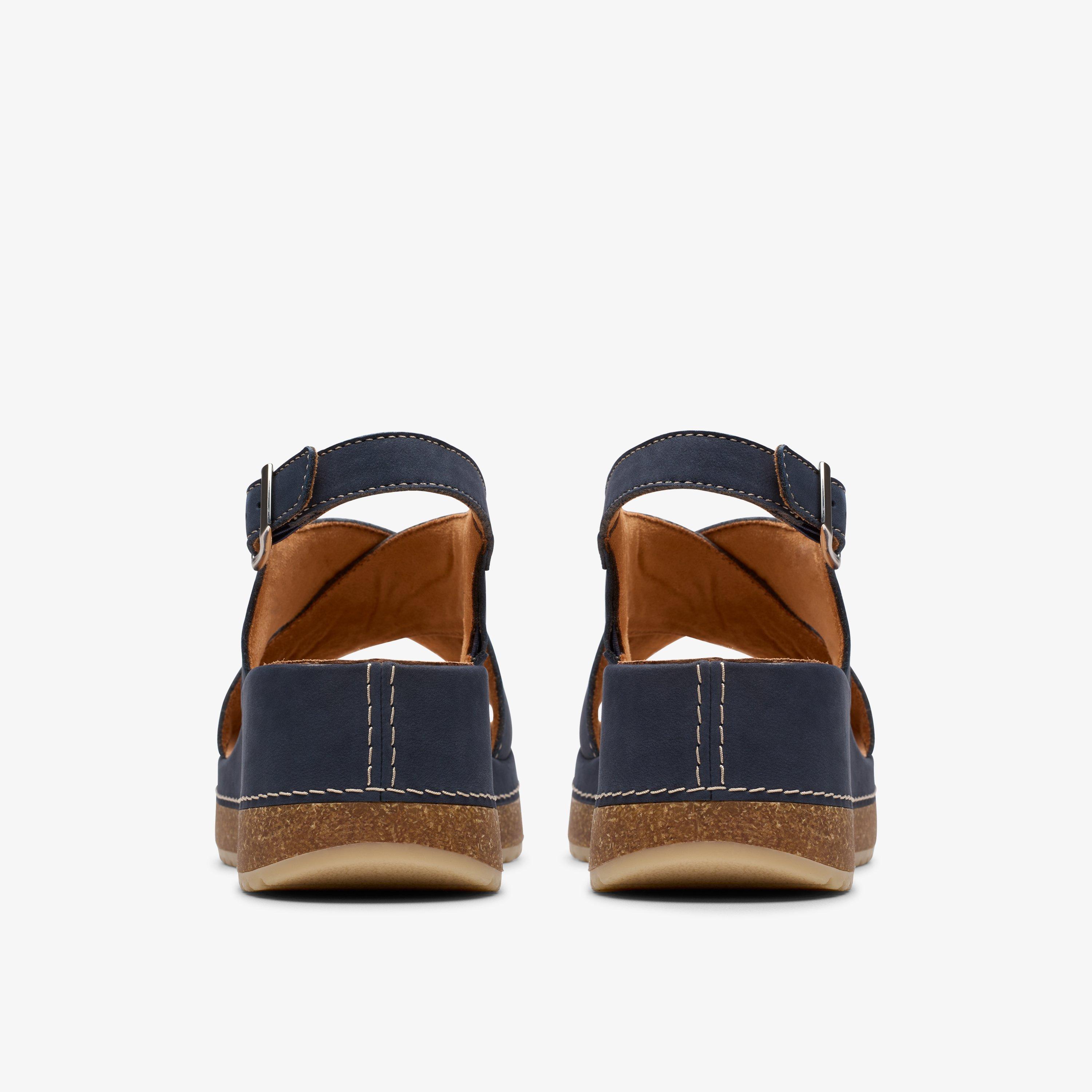 Womens Kassanda Step Navy Nubuck Wedges, Wedge Sandals Sandals | Clarks UK