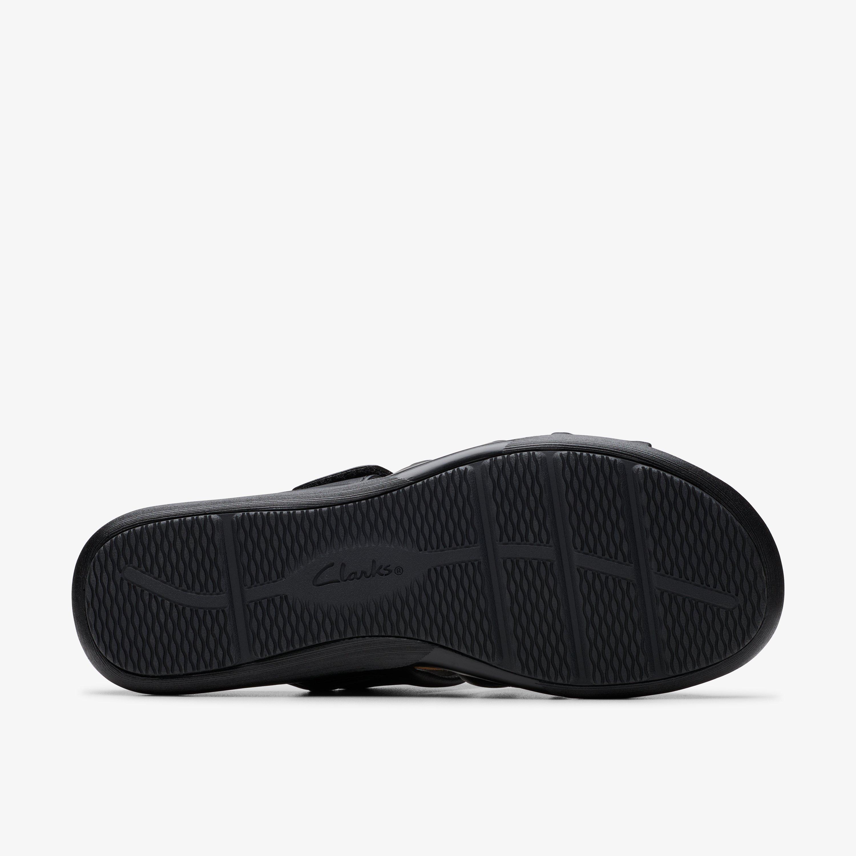 Women's Kitly Slide Black Leather Flat Sandals | Clarks